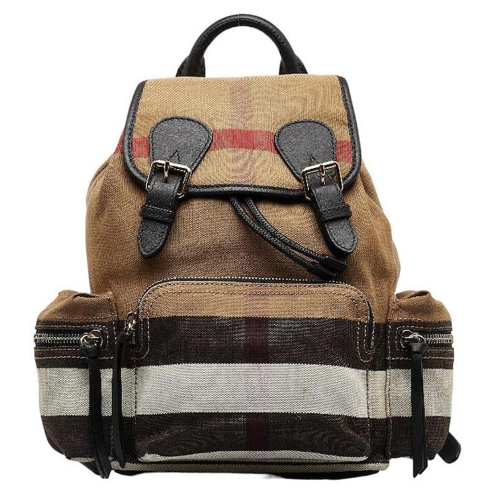 Burberry House Check Canvas Backpack Brown Cloth ref.1070166 - Joli Closet