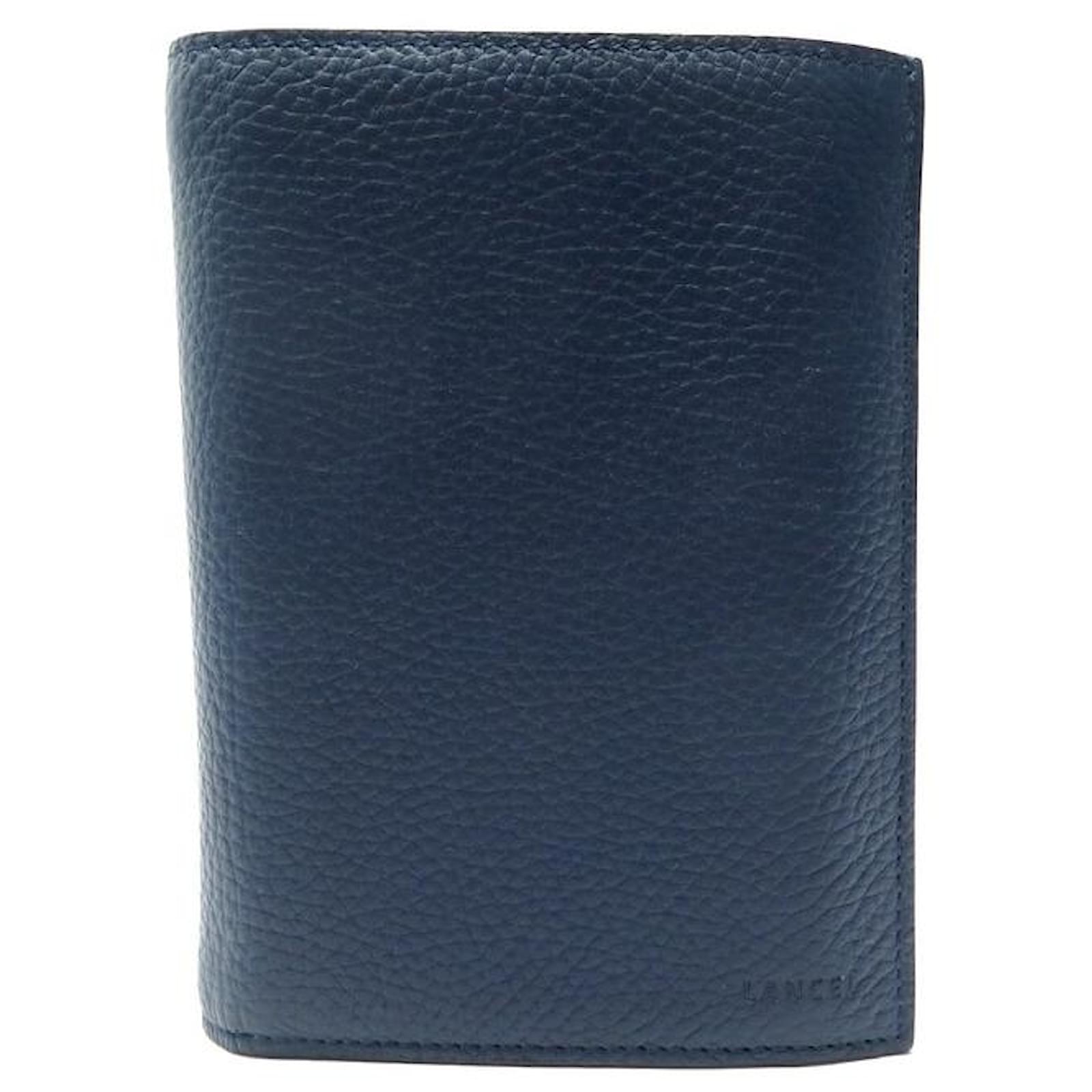 LANCEL GRAPHIC A WALLET08190 BLUE GRAINED LEATHER COIN CARD WALLET ref ...