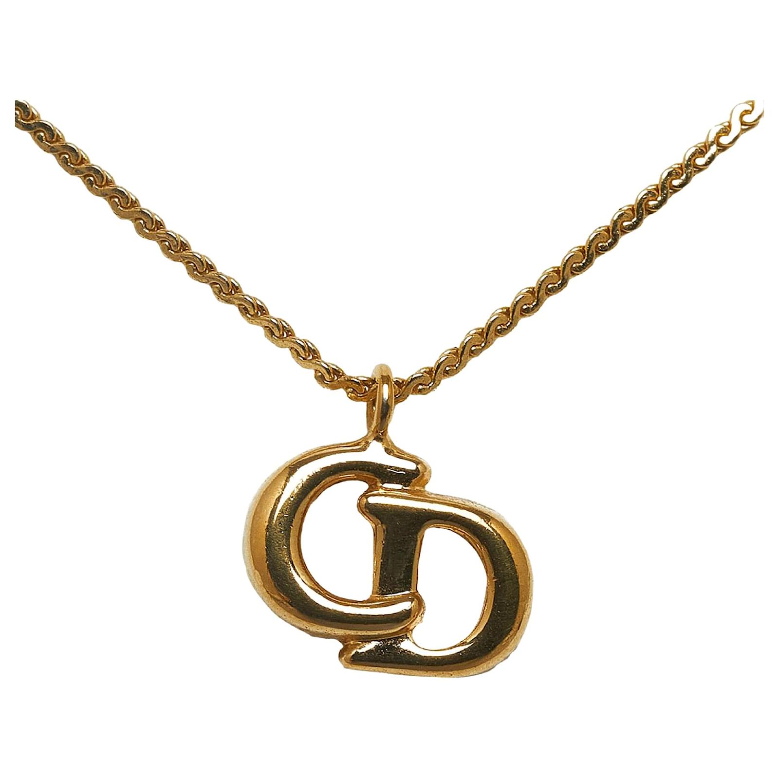 Dior Gold Logo Pendant Necklace Golden Metal Gold-plated ref.1073390 ...