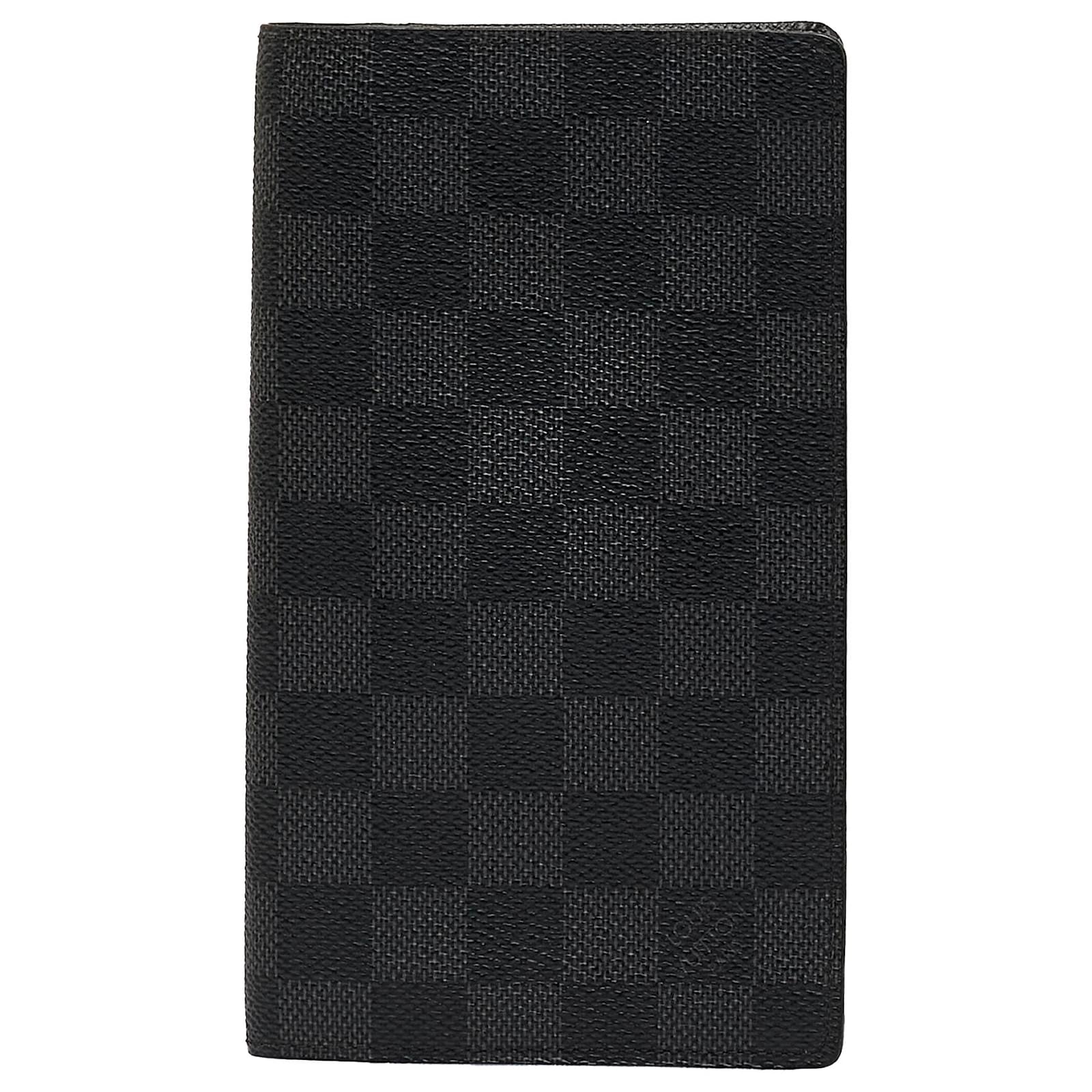 Louis Vuitton Black Damier Graphite Pattern Brazza Wallet Cloth ref ...