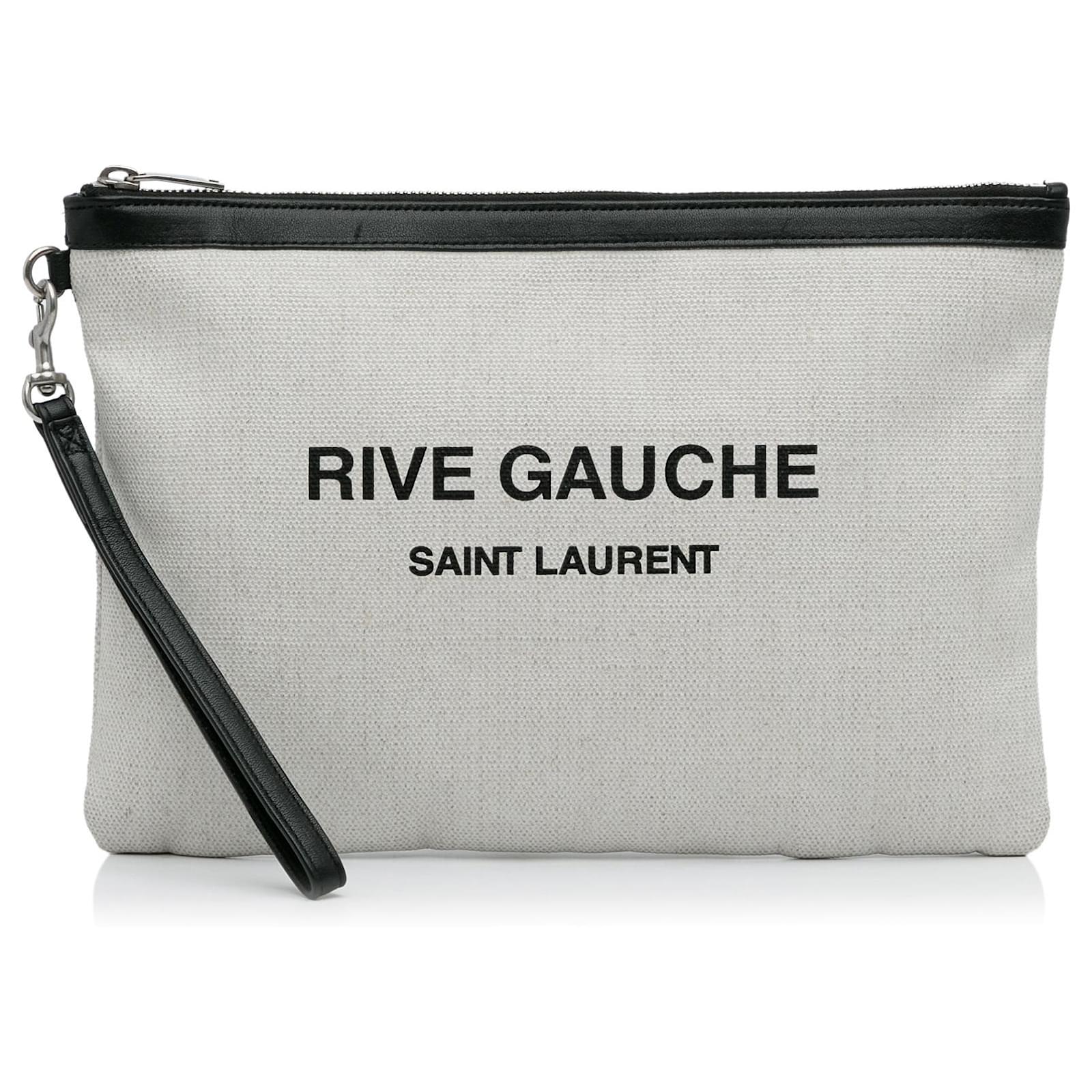 Yves Saint Laurent YSL White Rive Gauche Clutch Cloth Cloth ref.1075430 ...
