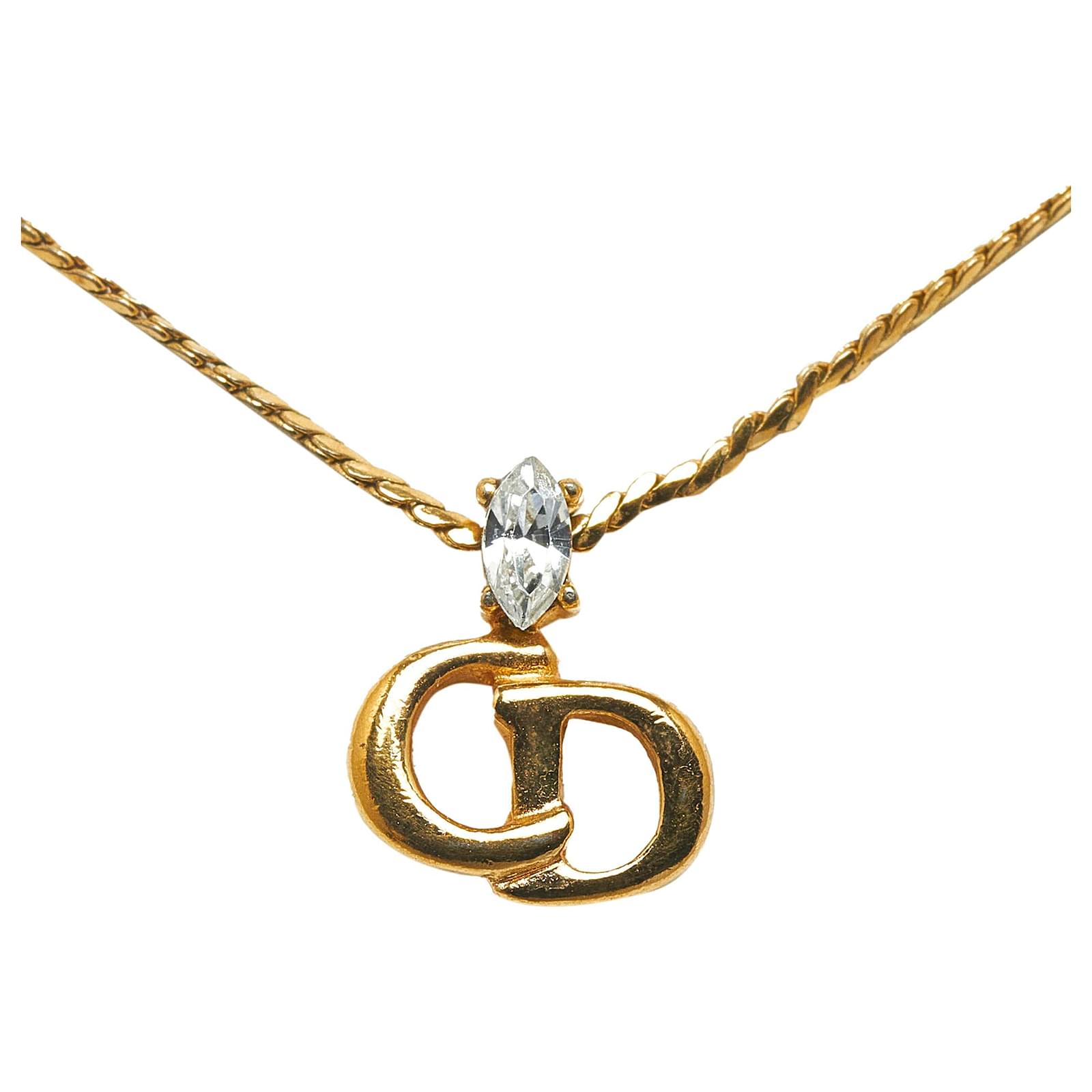 Collier pendentif logo CD doré Dior Métal Plaqué or ref.1075431 - Joli ...