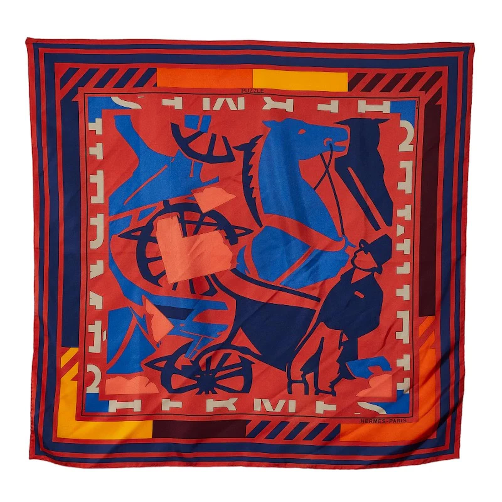 Hermès Puzzle Silk Scarf Orange Cloth ref.1076524 - Joli Closet