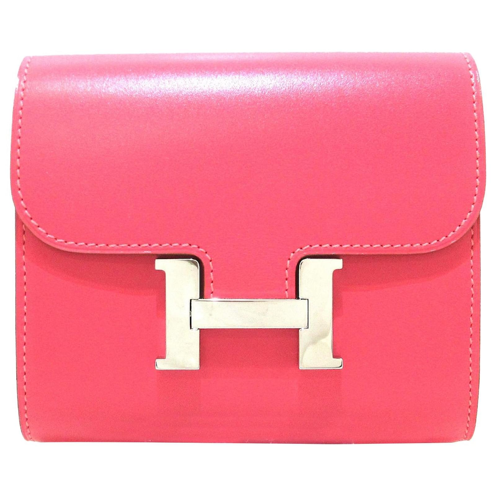 Hermès Hermes Pink Tadelakt Constance Slim Compact Wallet Leather Pony ...
