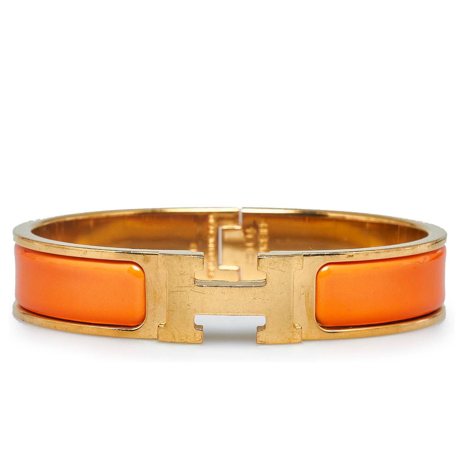 Hermès Hermes Orange Clic Clac H Bracelet Metal Gold-plated ref.1076745 ...