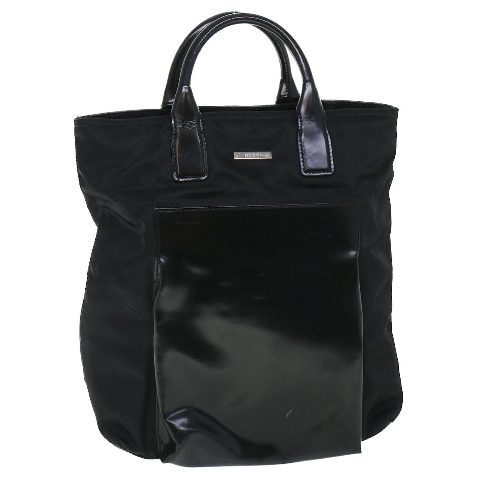 GUCCI Hand Bag Nylon Leather Black 010 2020 0528 06 Auth bs8488 ref ...