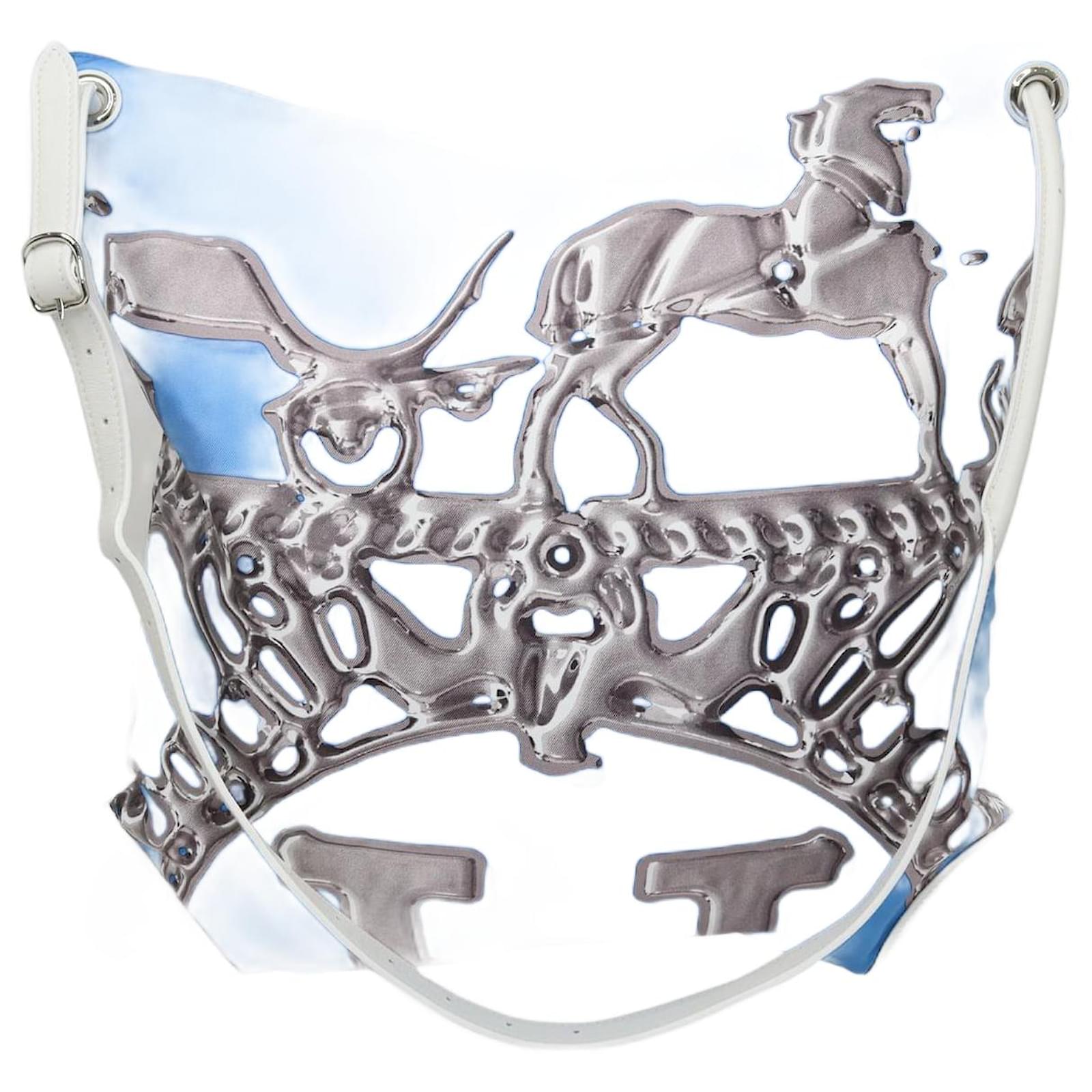 Hermès Tri Color Vif Argent Silky City Printed GM Bag White ref.1077694 ...