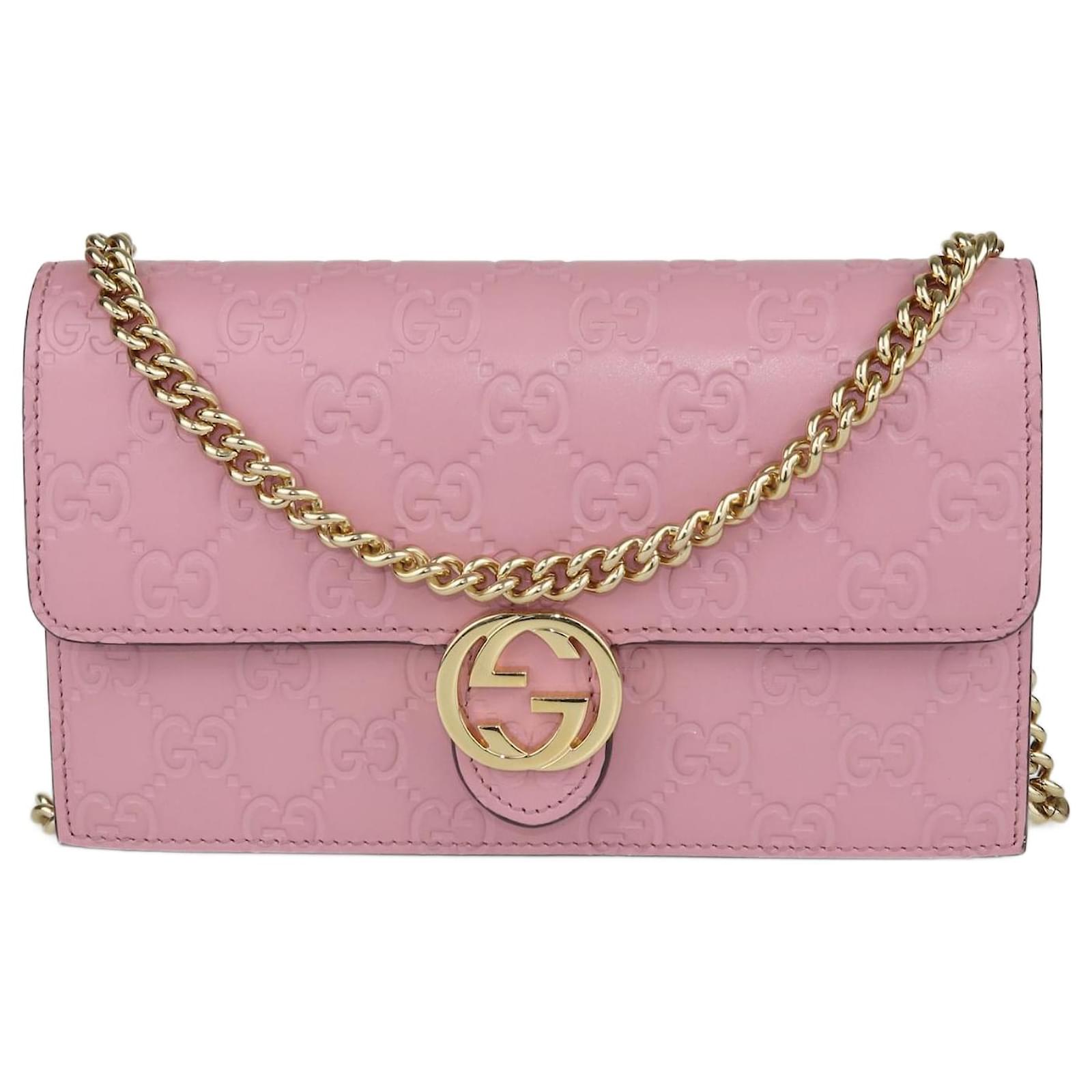 Cartera rosa con icono de Guccissima con cadena Cuero ref.1077773 ...