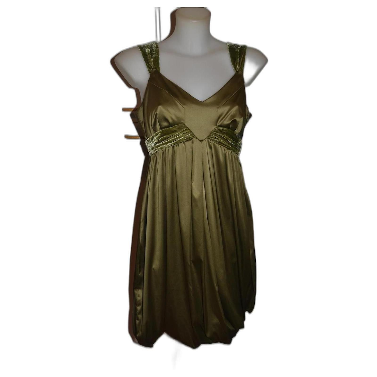 Galliano mini dress Khaki Synthetic ref.1078057 - Joli Closet