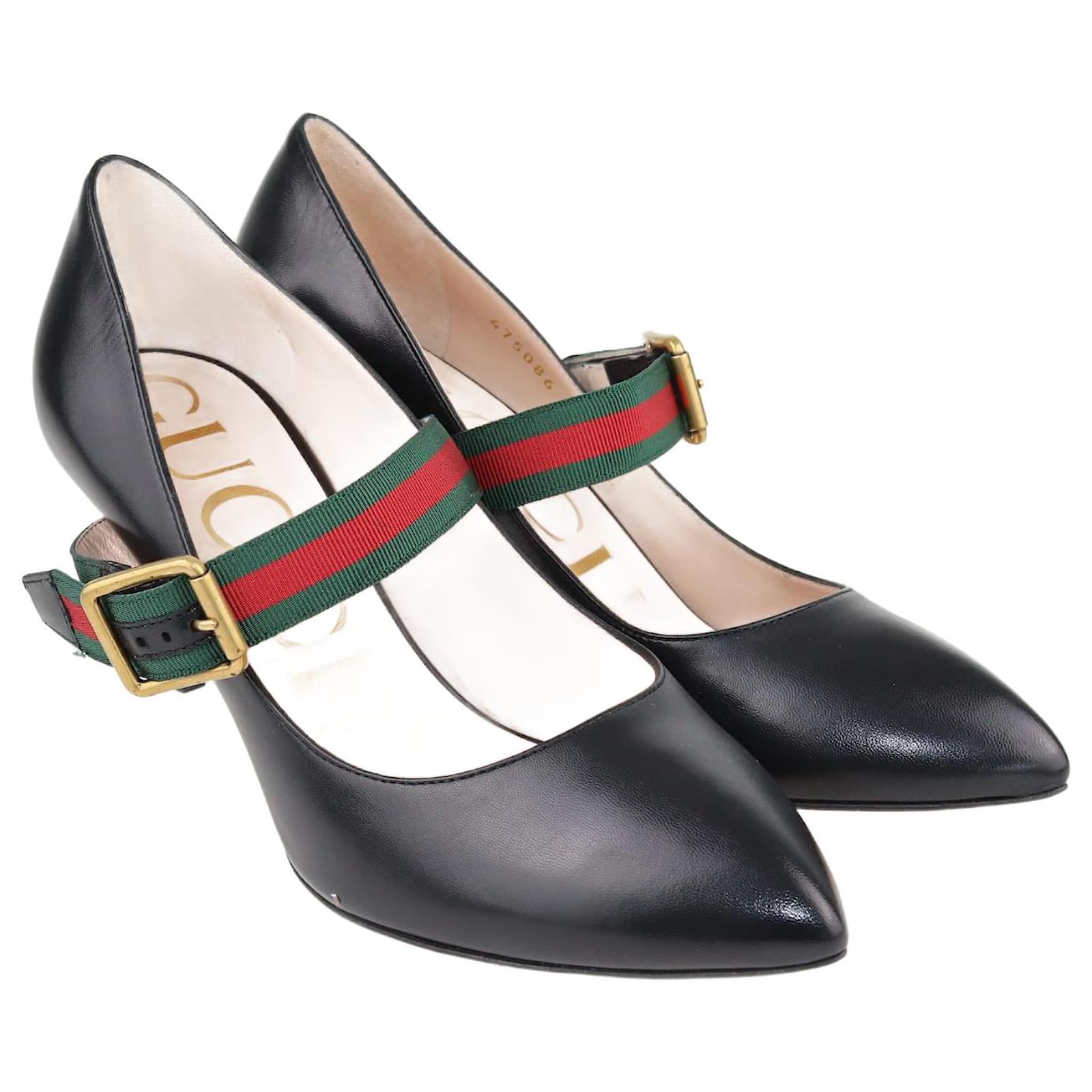 Gucci Black Sylvie Mary Jane Pumps Leather ref.1078412 - Joli Closet