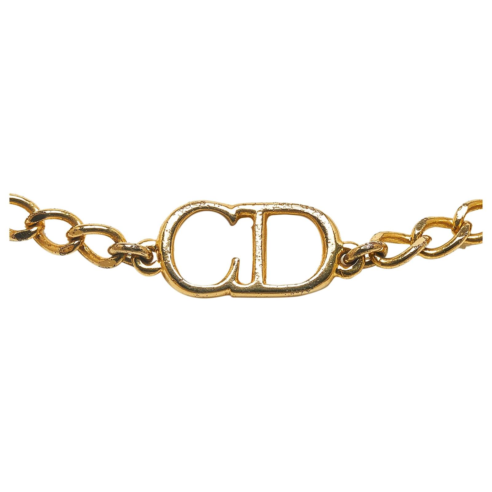 Dior Gold Logo Pendant Necklace Golden Metal Gold-plated ref.1078930 ...