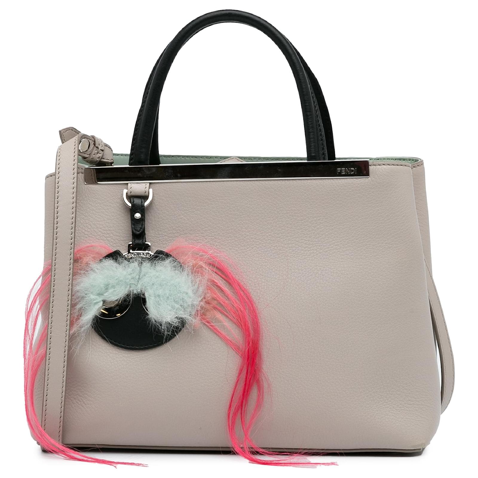 Fendi Gray Monster Mirror 2Jours Satchel Grey Leather Pony-style ...