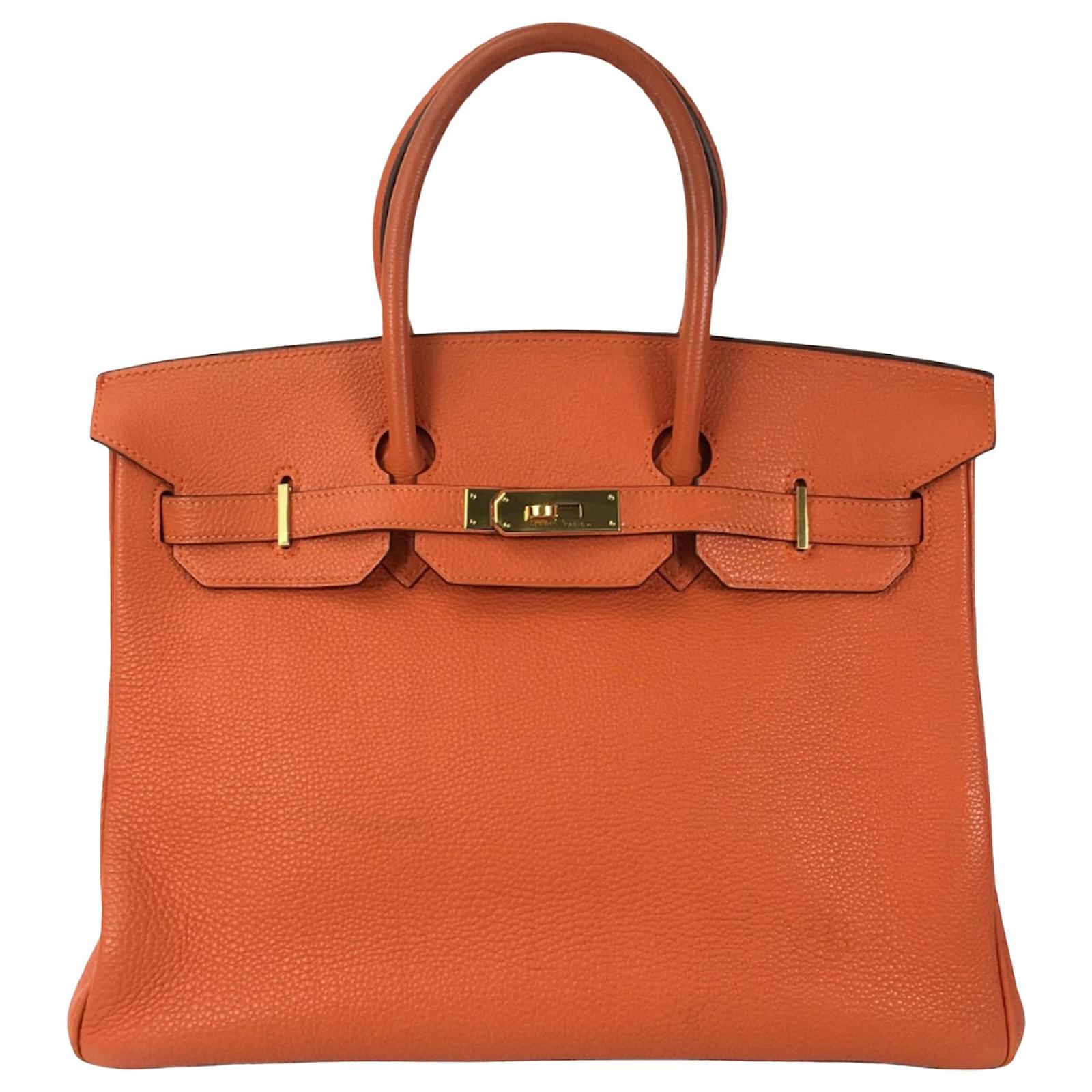 Hermès Hermes Orange Birkin 35 Leather Pony-style calfskin ref.1078973 ...