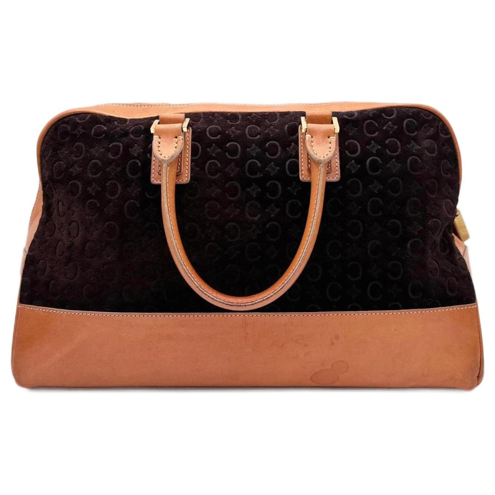 Céline Celine Suede Leather Boston Travel Bag Brown ref.1080285 - Joli ...