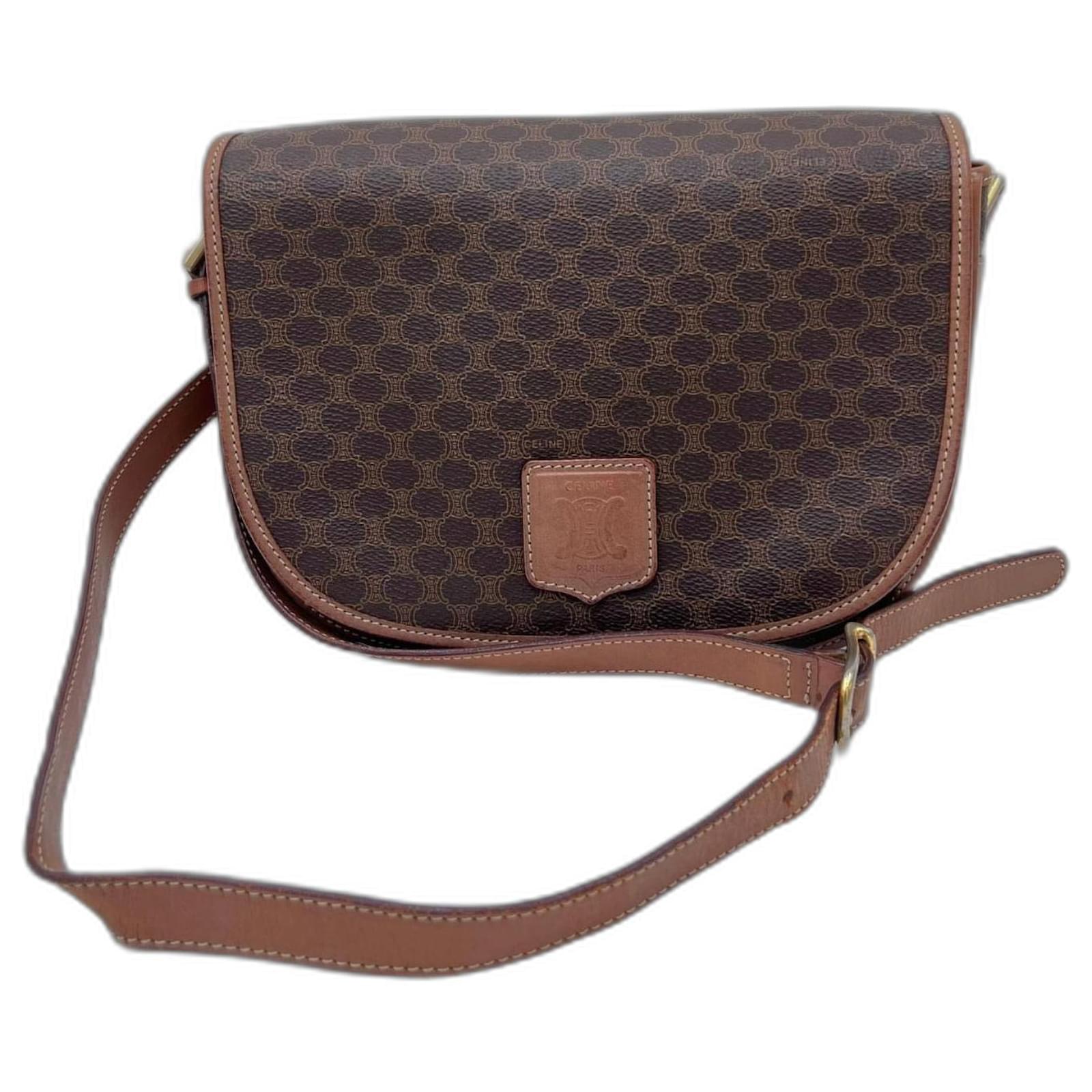 All Soft Céline Celine Folco Macadam Crossbody Bag Brown Cloth ref ...