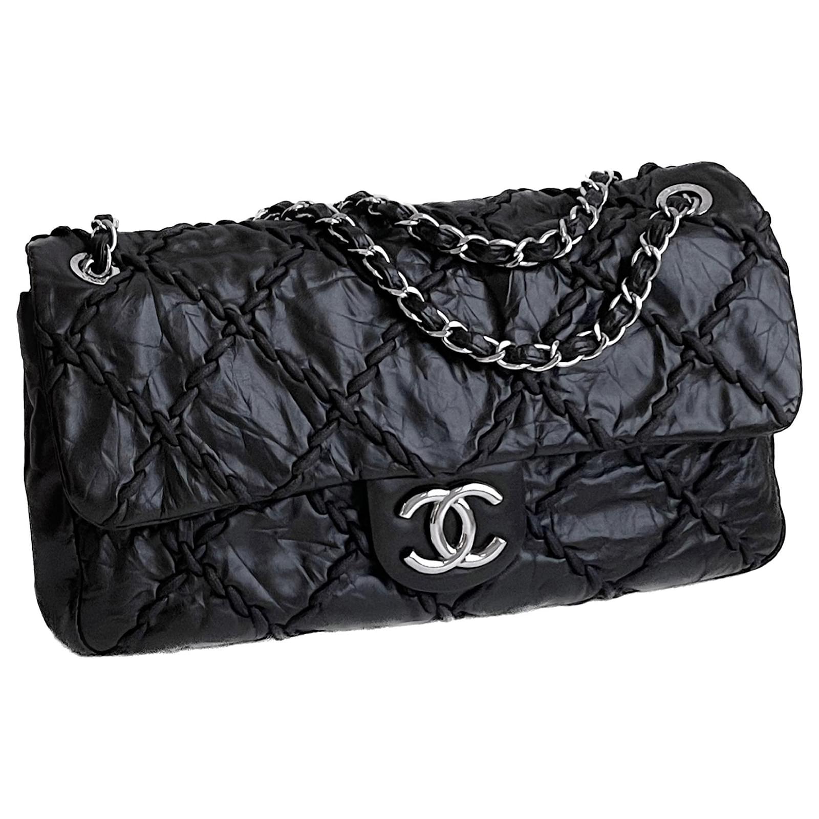 Chanel XL Classic Flap Bag Navy blue Dark blue Leather ref.1081170 ...