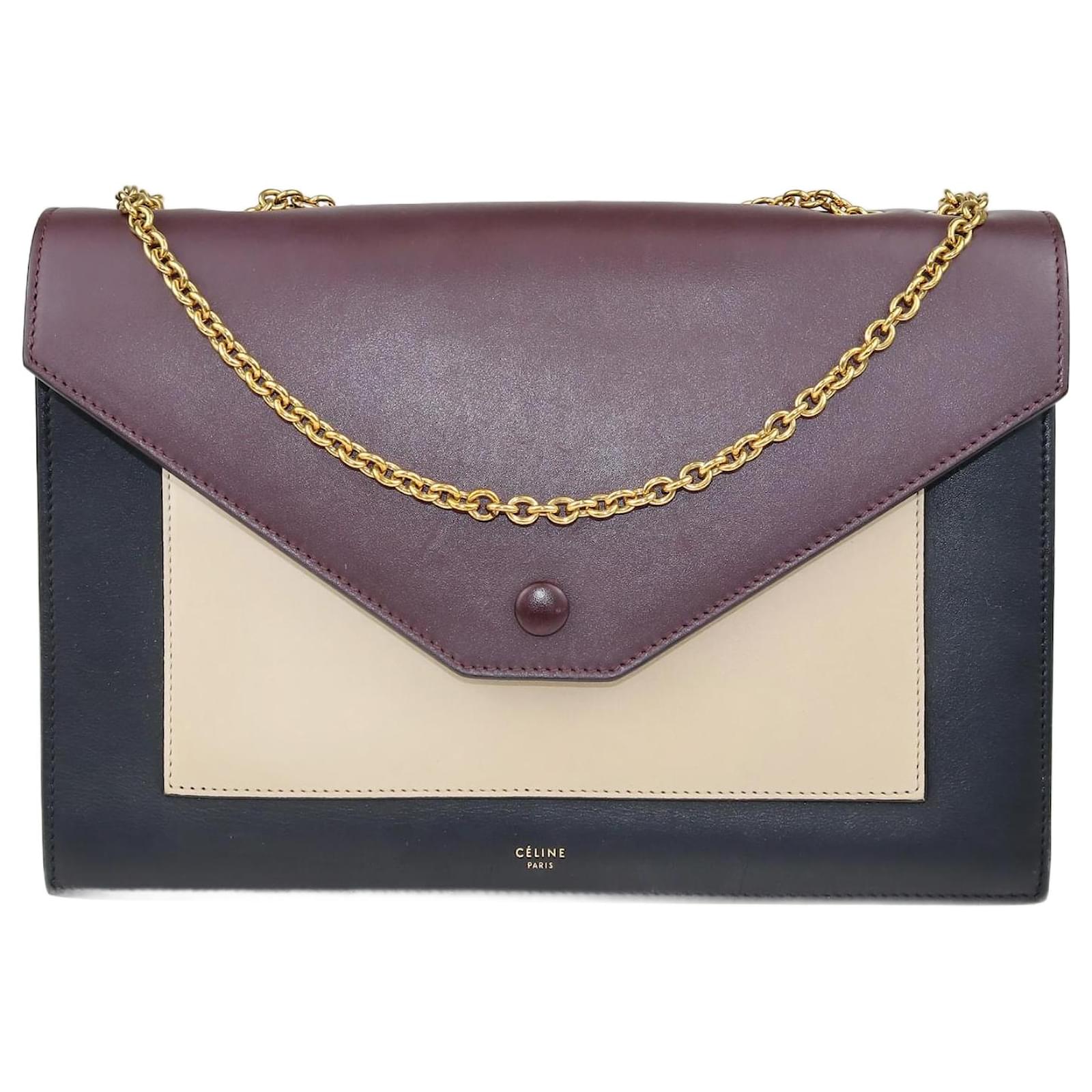 Céline Tricolor Seashell Pocket Envelope Shoulder Bag Leather ref ...