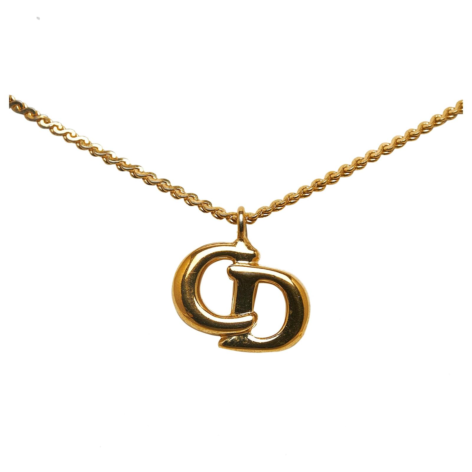 Dior Gold Logo Pendant Necklace Golden Metal Gold-plated ref.1081805 ...
