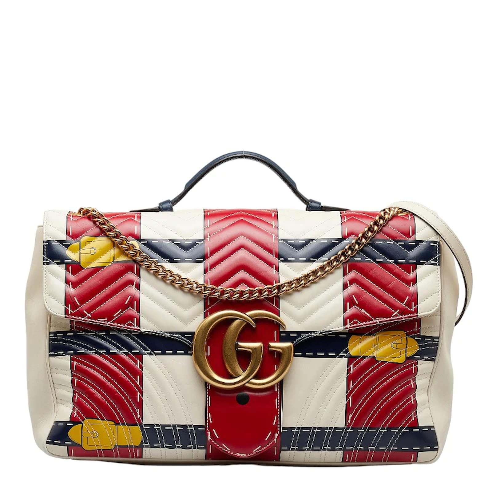 Gucci GG Marmont Trompe L'Oeil Matelasse Flap Bag 466448 White Leather ...