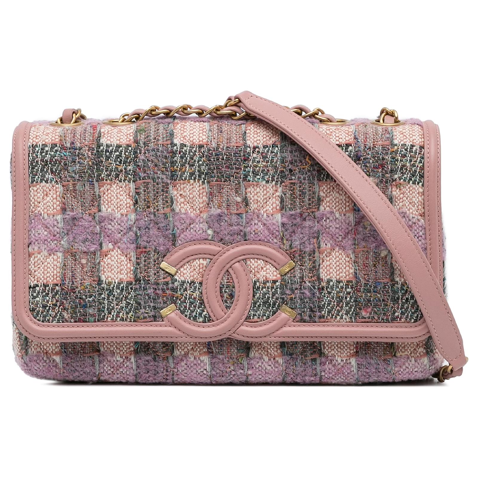 Chanel Pink Medium Tweed Filigree Flap Cloth ref.1084721 - Joli Closet