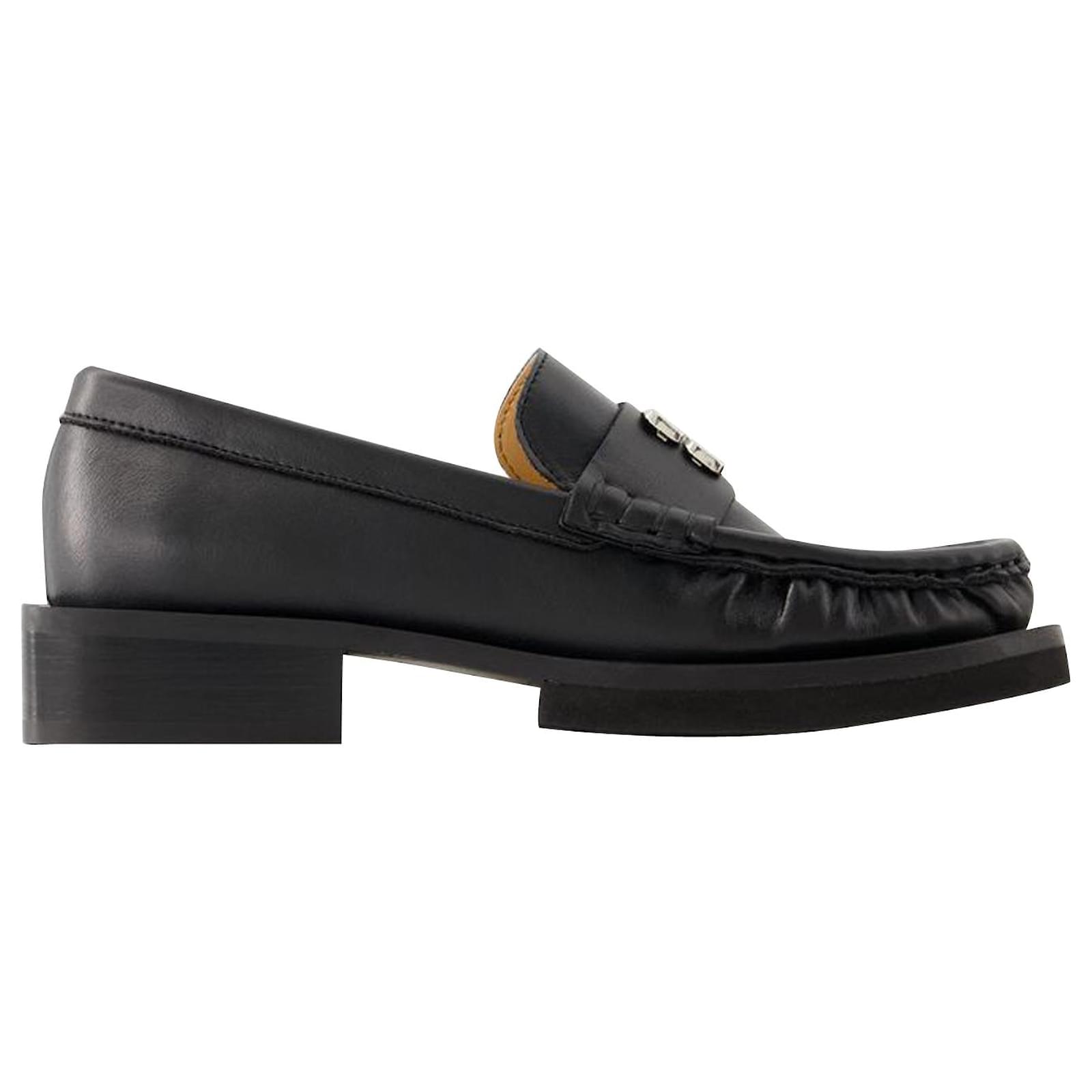 Butterfly Logo Loafer - Ganni - Leather - Black ref.1085951 - Joli Closet