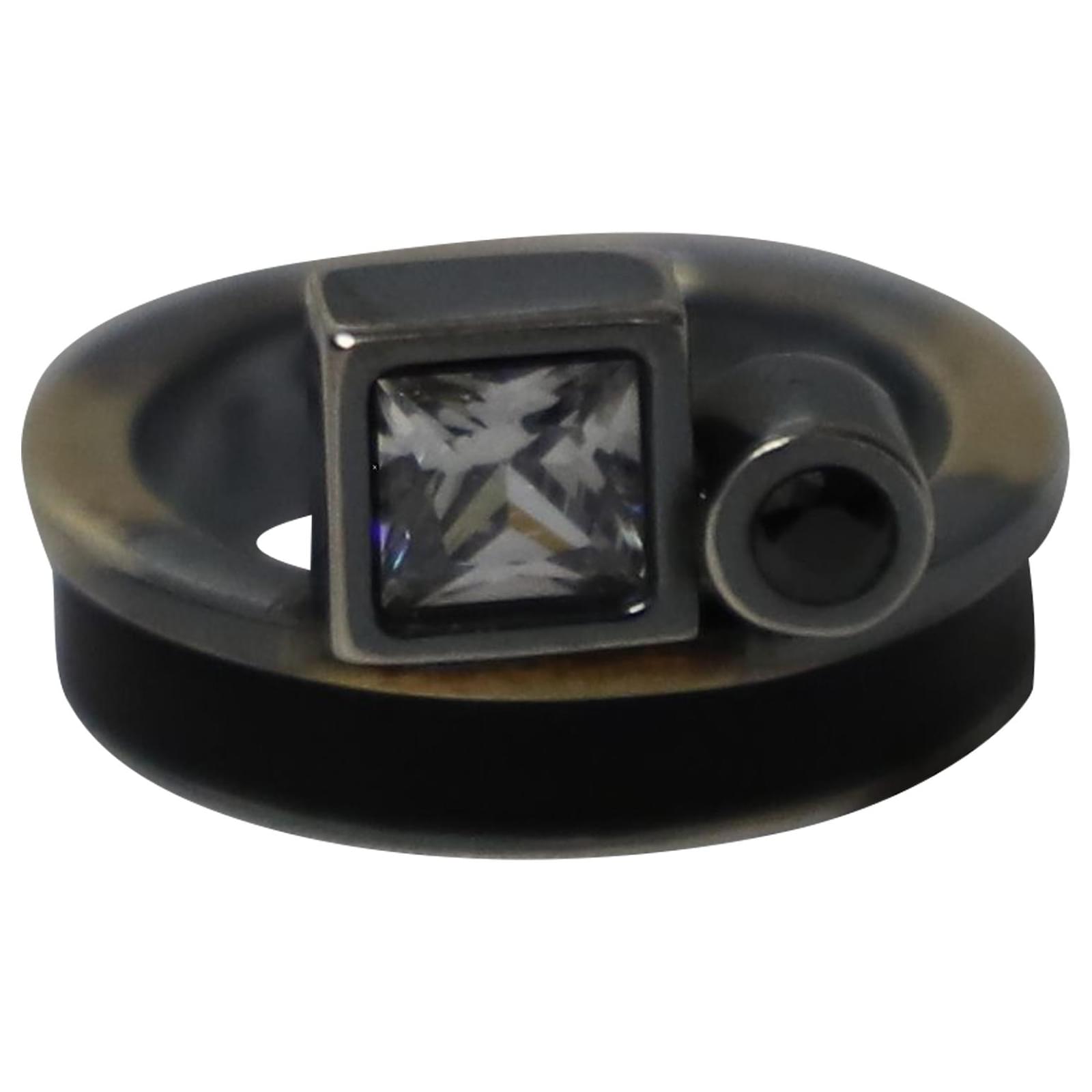 Bottega Veneta Crystal Embedded Ring in Silver Metal Silvery ref ...