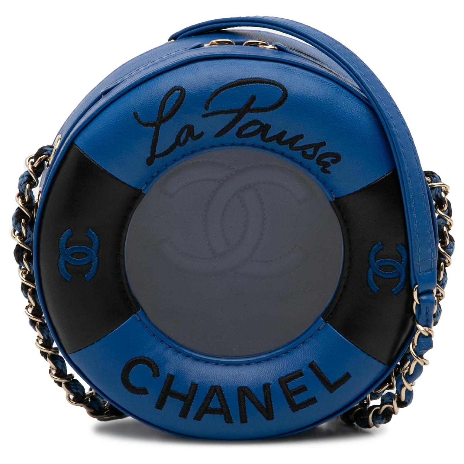 Chanel Blue Coco Lifesaver Round Crossbody Black Leather ref.1086533 ...