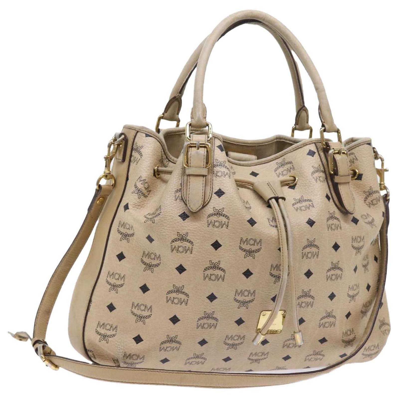 MCM Vicetos-Logo 2way Handtasche PVC Leder Beige Auth 54513 ref.1086778 ...