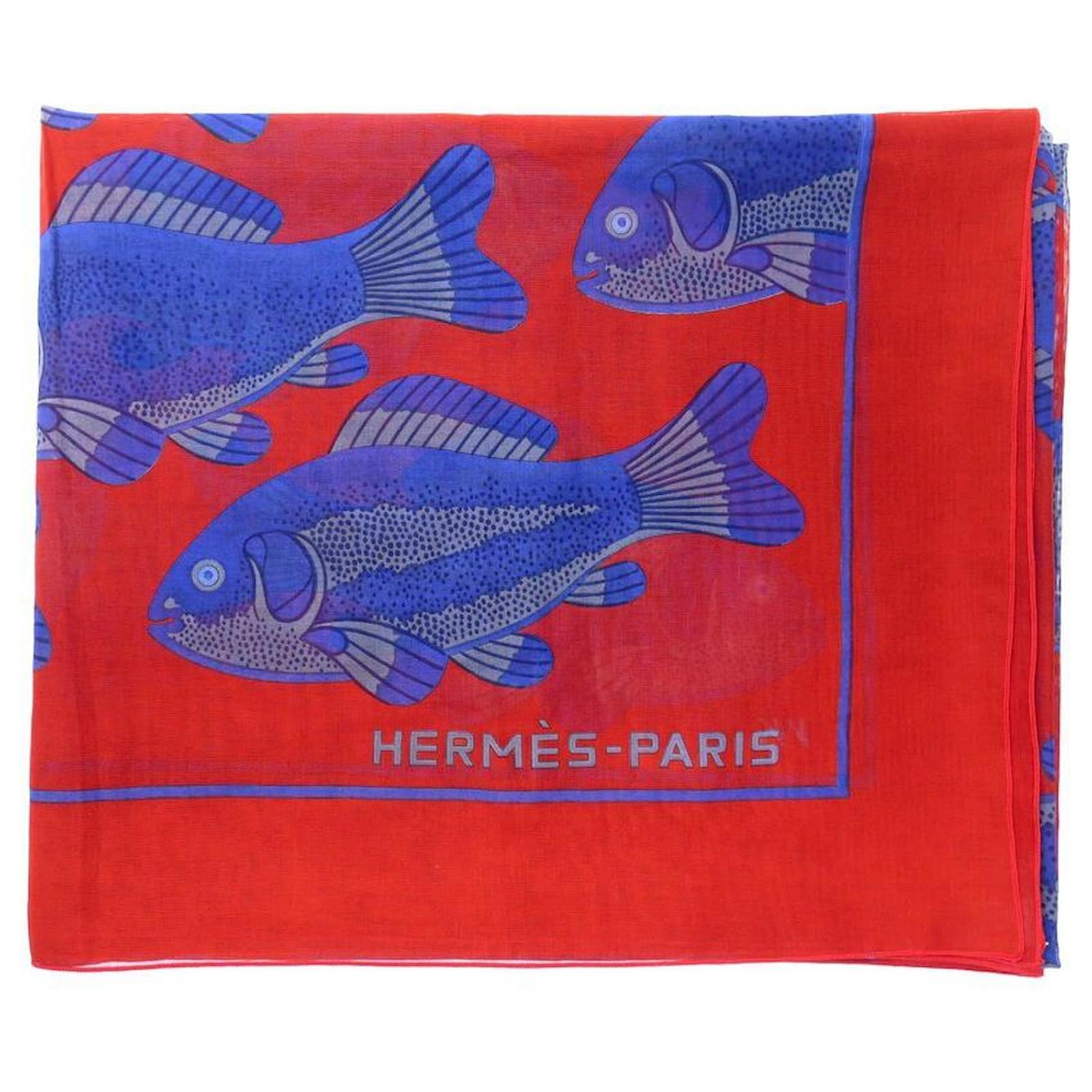 Hermès NEW HERMES PAREO WITH TRIBAL FISH PATTERN BEACH SHOW FISH SCARF ...