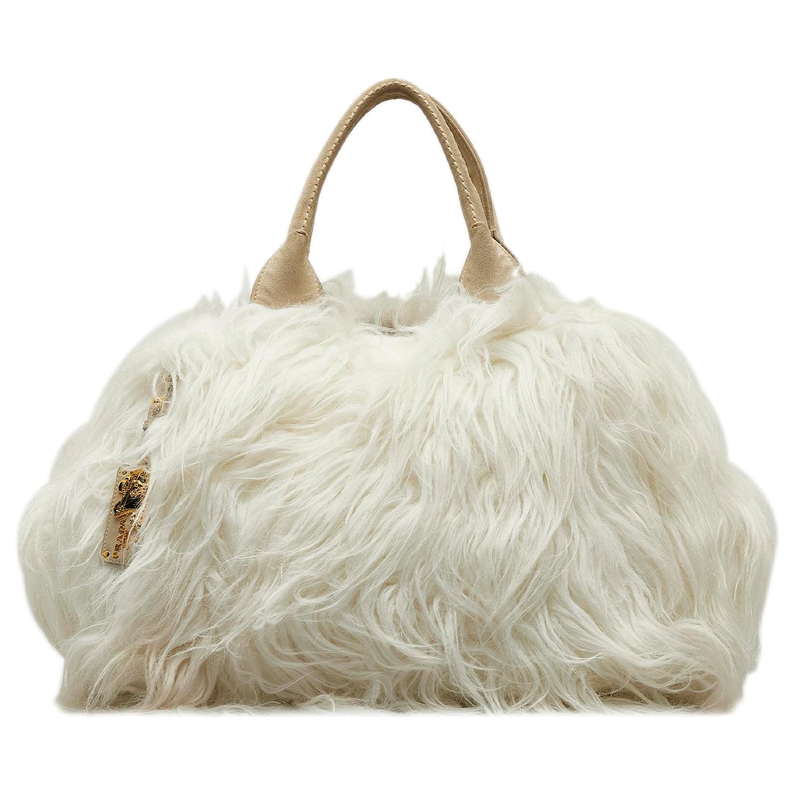 Prada White Eco Kidassia Faux Fur Garden Handbag ref.1088942 - Joli Closet