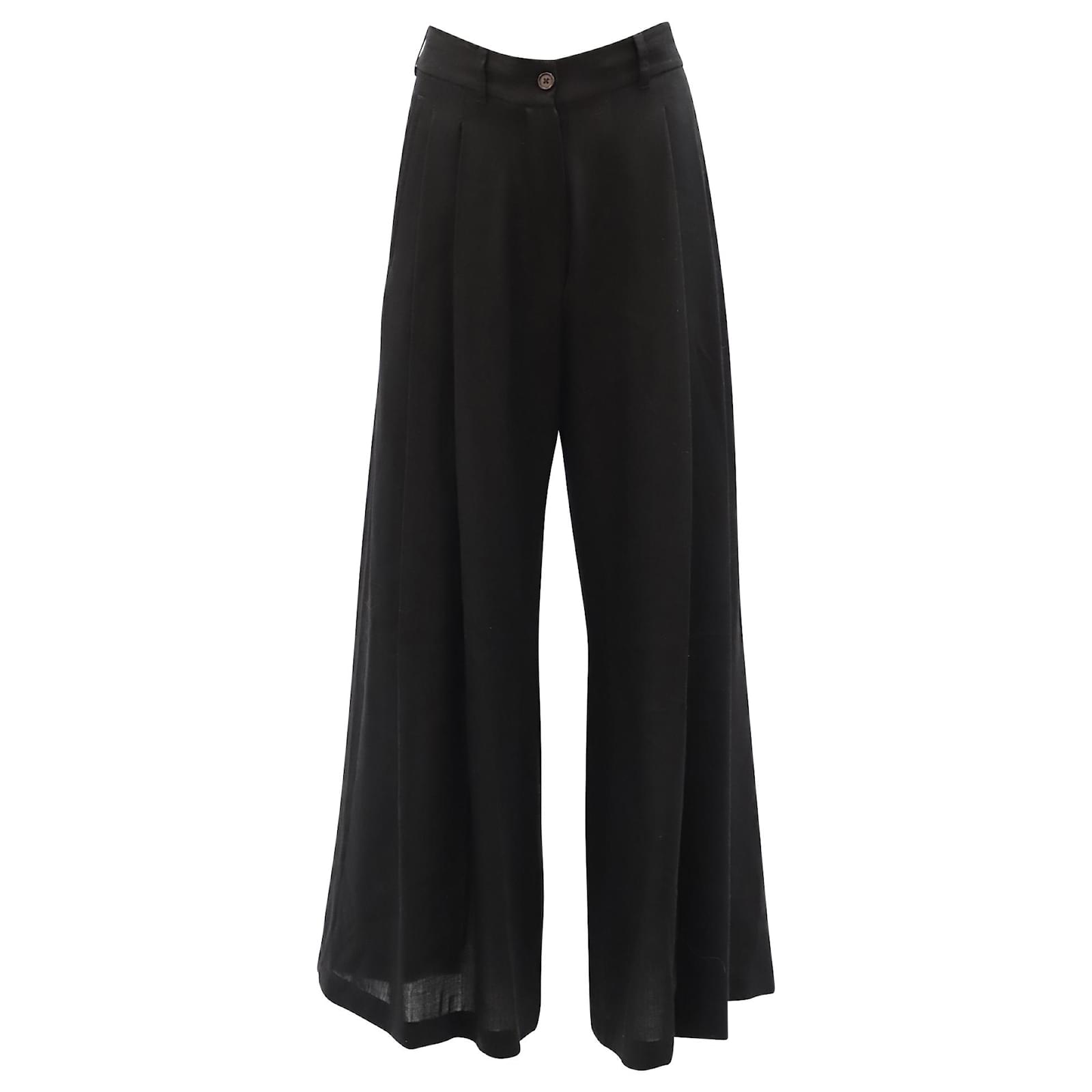 Pantalon long et large Ann Demeulemeester en ramie noire ref.1089229 ...