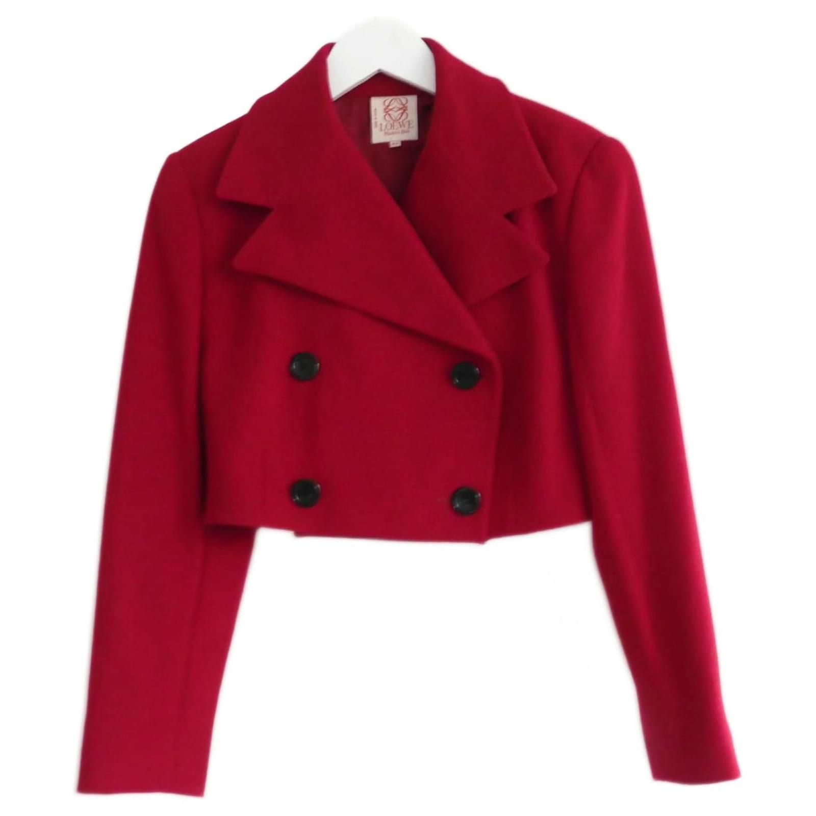 Loewe Vintage Scarlet Red Crepe Cropped Jacket ref.1089636 - Joli Closet