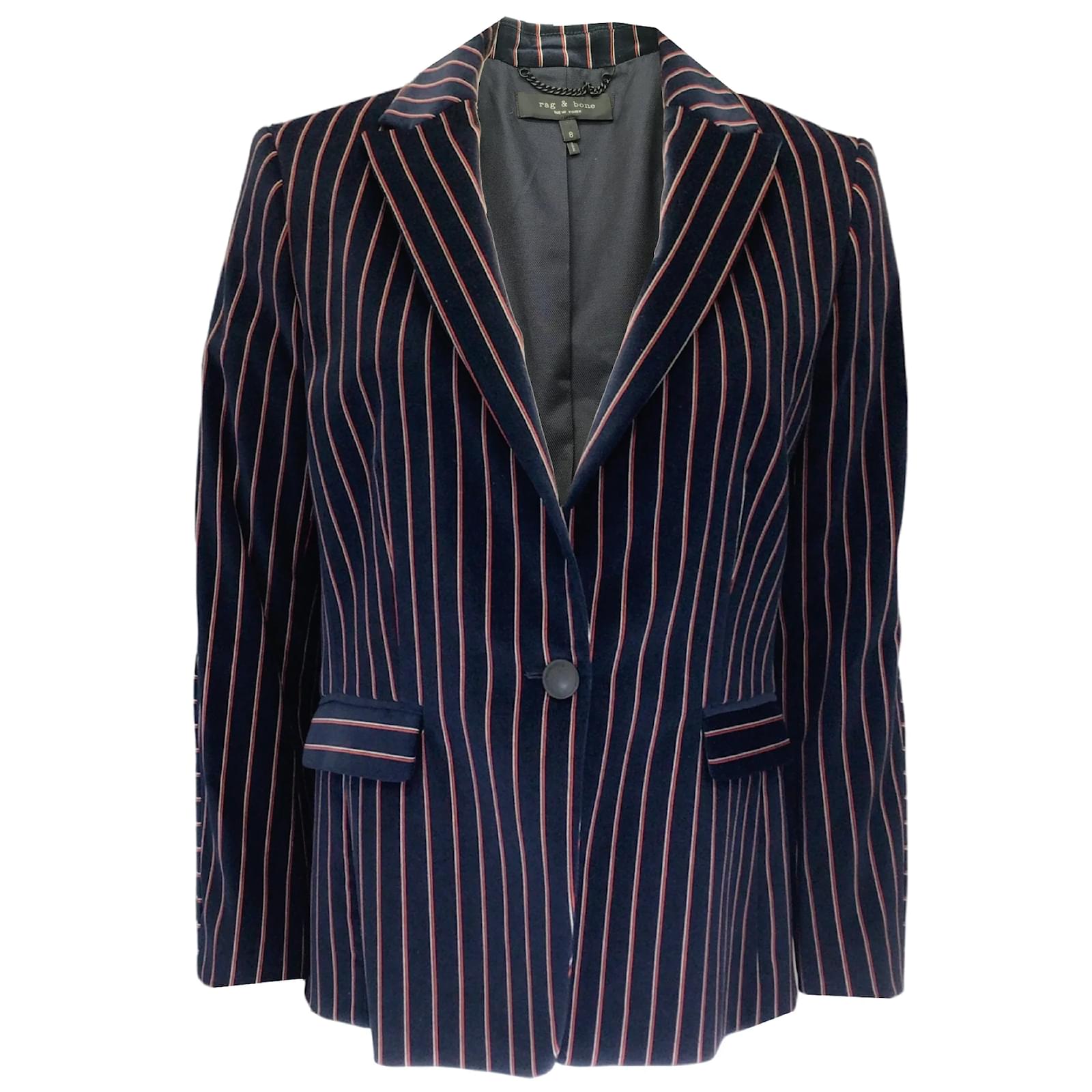 Rag & Bone Navy Blue / White / Red Striped Velvet Blazer ref.1090158 ...