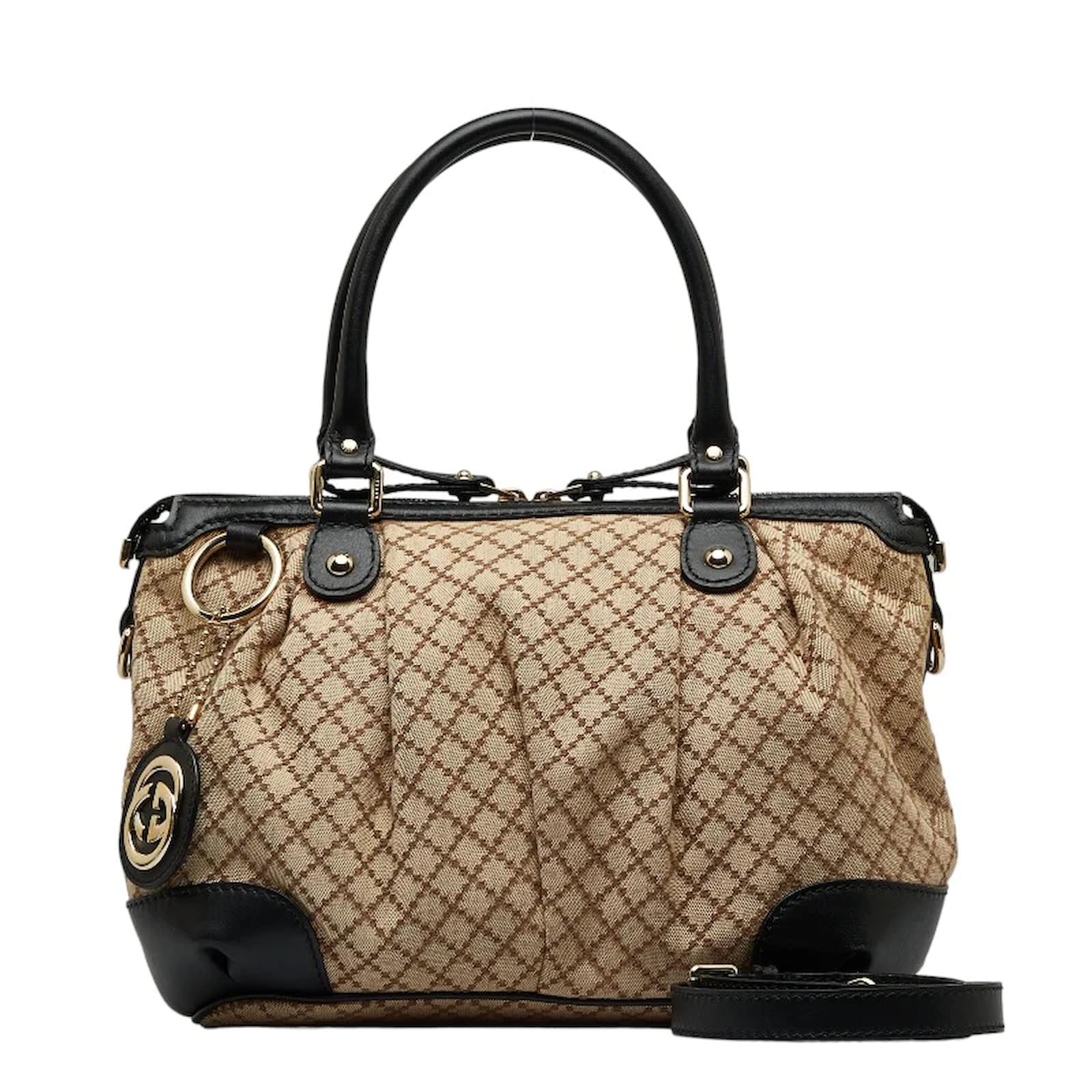 Gucci Diamante Canvas Sukey Shoulder Bag 247902 Brown Cloth ref.1090257 ...