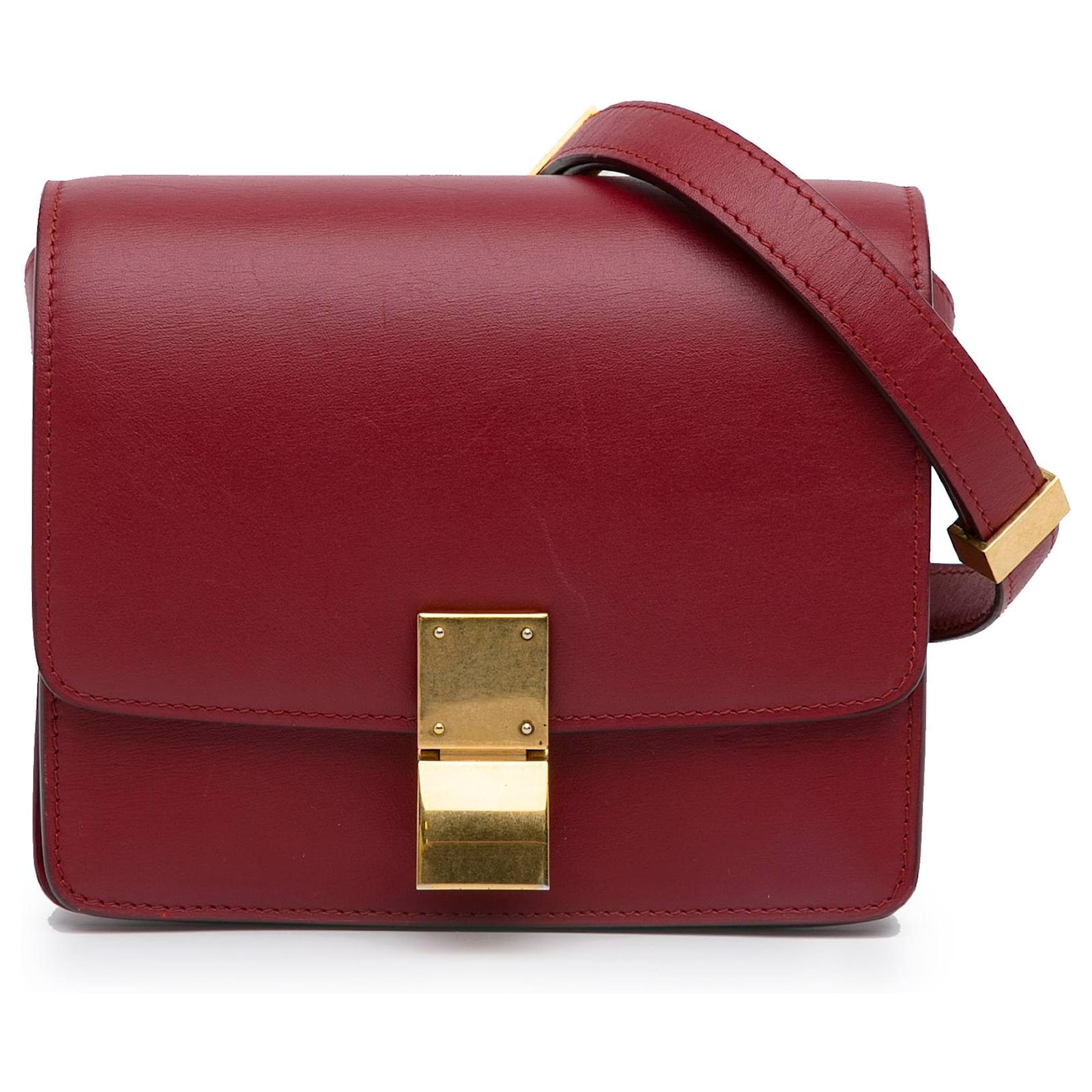 Céline Celine Red Small Classic Box Leather Pony-style calfskin ref ...