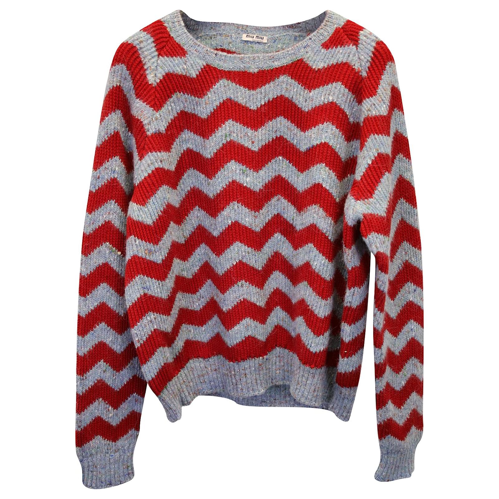 Miu Miu Zig Zag Sweater in Multicolor Wool Multiple colors ref.1090710 ...