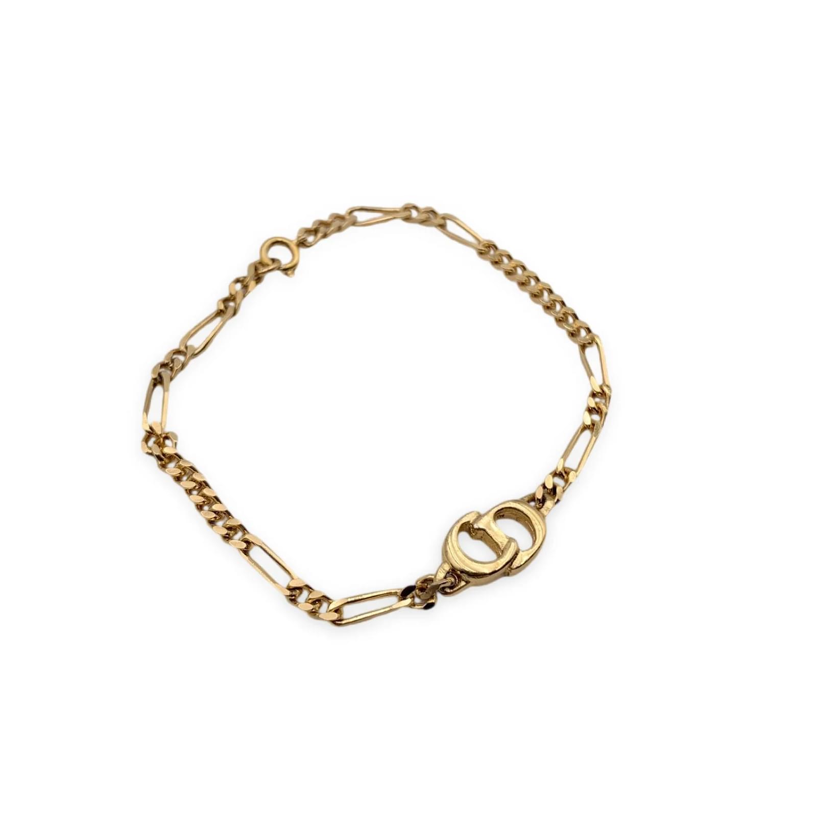 Christian Dior Vintage Gold CD Logo Chain Bracelet Golden Metal ref ...
