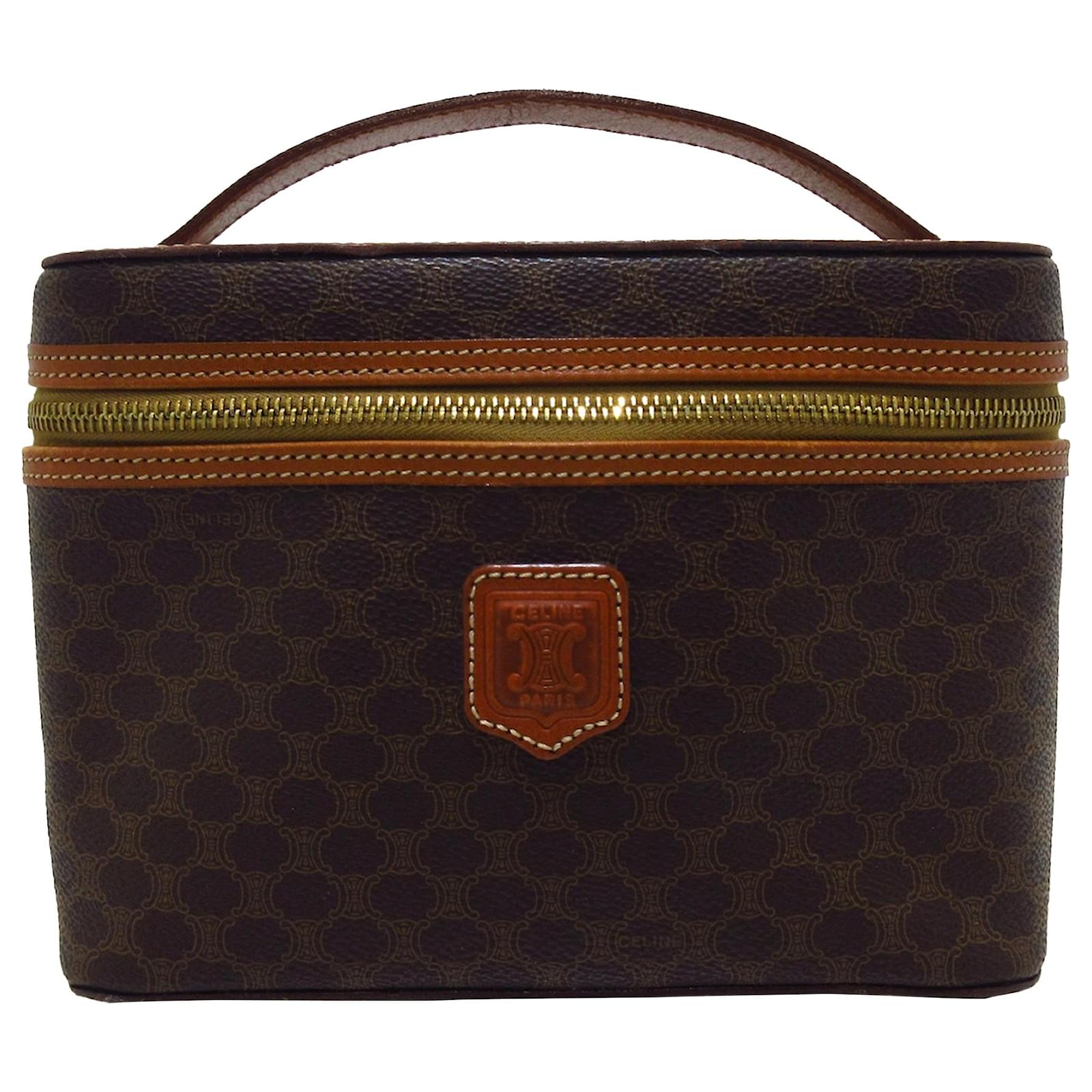 Céline Celine Brown Macadam Vanity Leather Cloth Pony-style calfskin ...