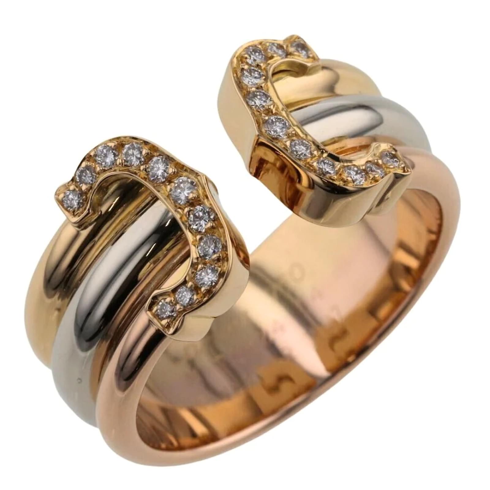 Cartier 18K & Diamond C2 Ring Golden ref.1097384 - Joli Closet