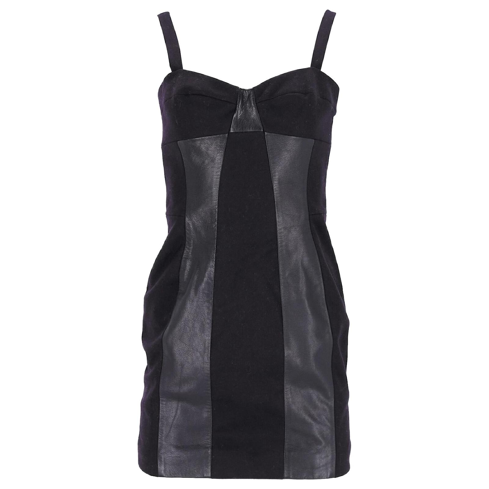 Joseph Panel Corset Dress in Black Wool and Leather ref.1098228 - Joli ...