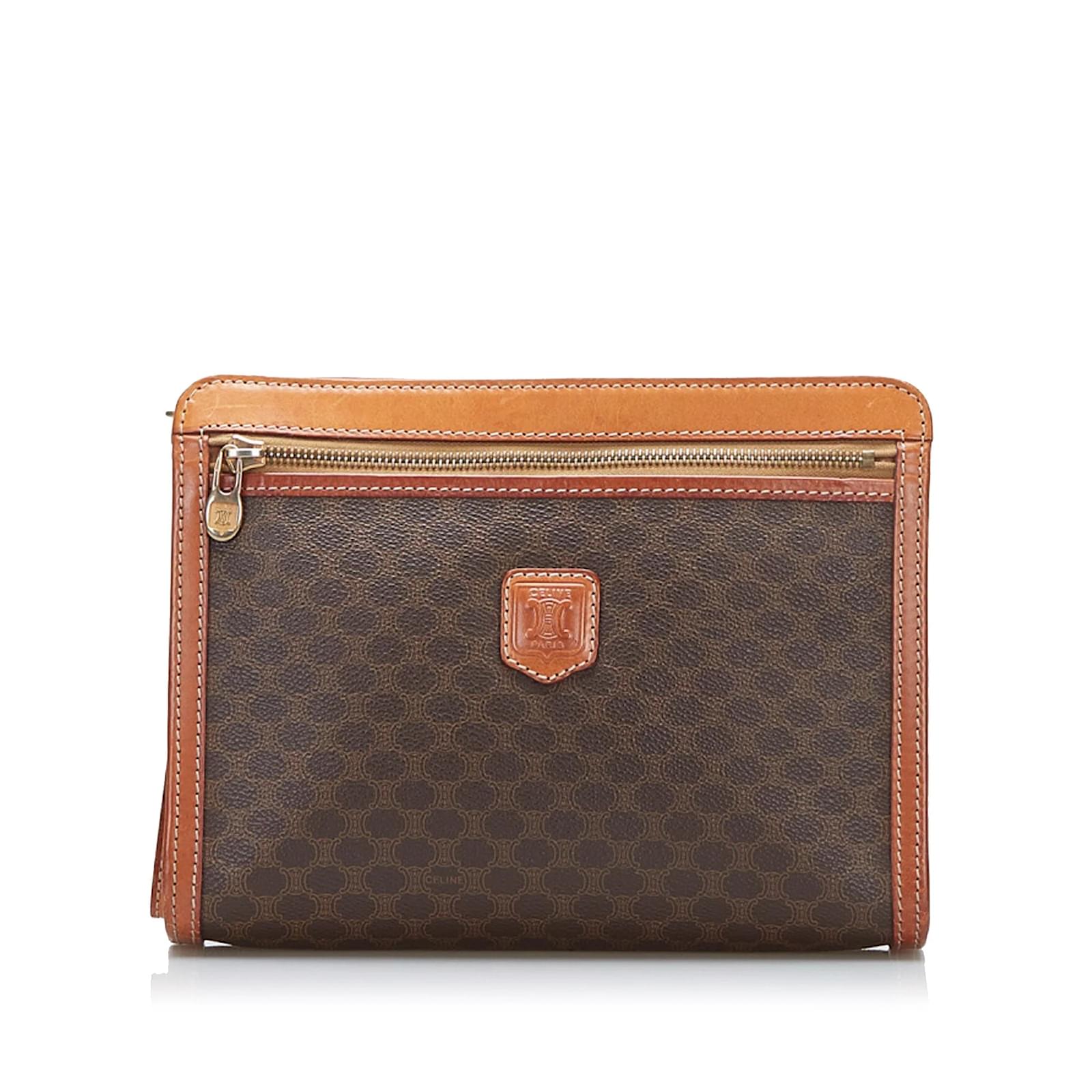 Céline CELINE Clutch bags Brown Linen ref.1100162 - Joli Closet