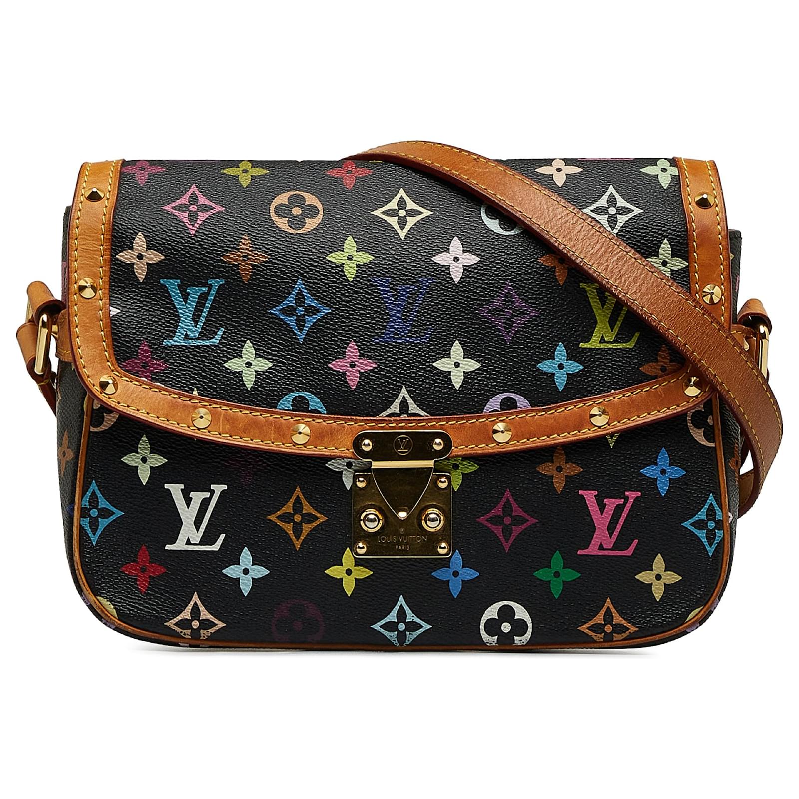 Louis Vuitton Black Monogram Multicolore Sologne Leather Cloth ref ...