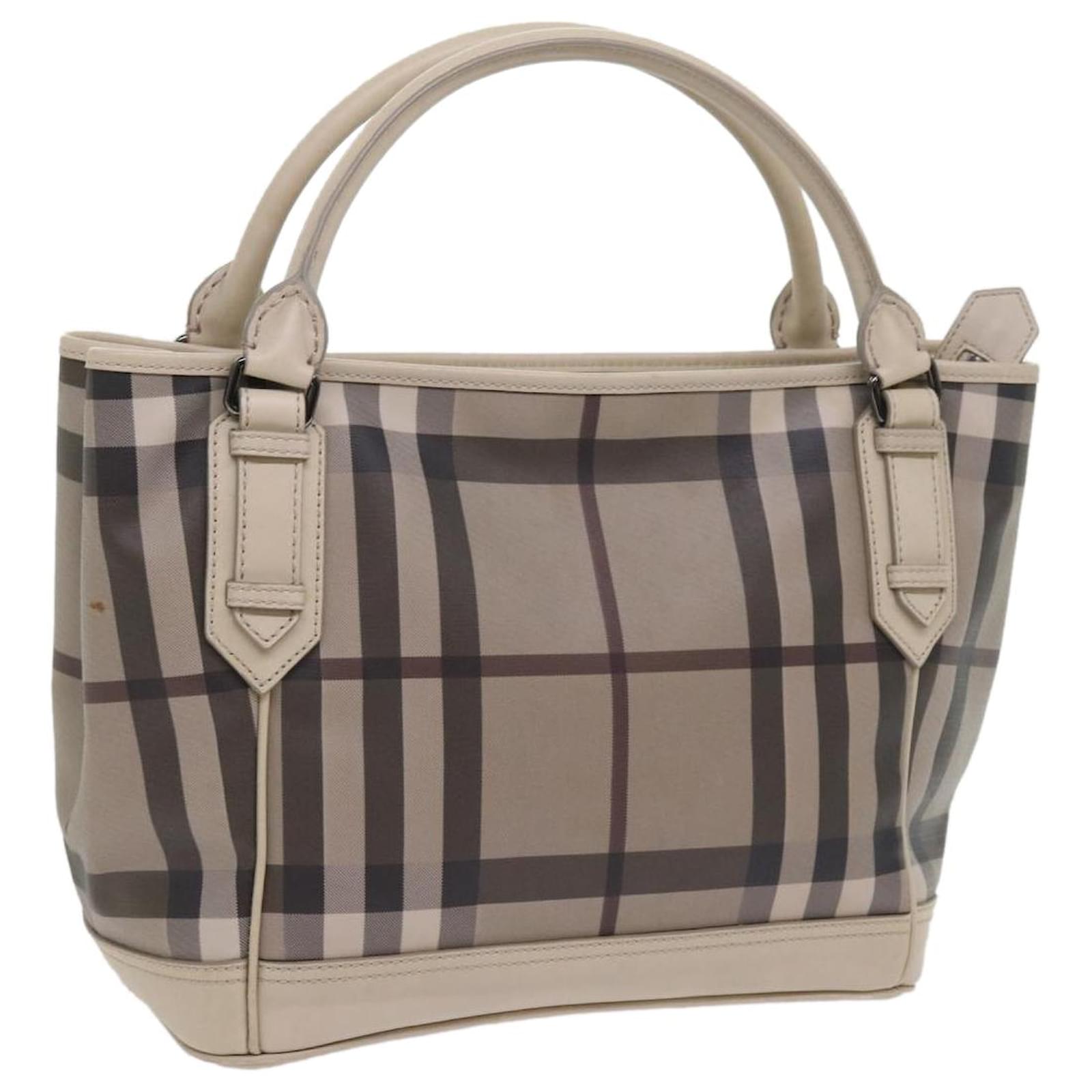 BURBERRY Nova Check Tote Bag PVC Leder Beige Auth yk8770 ref.1101168 ...