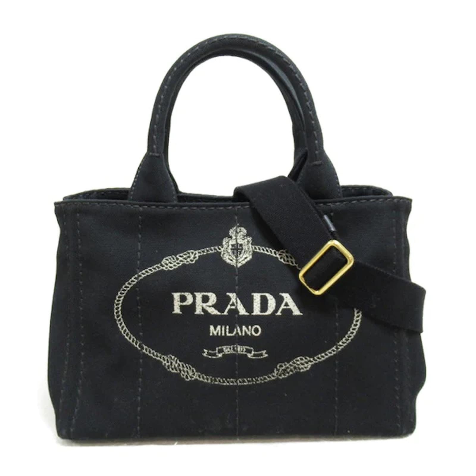 Prada Canapa Logo Handbag Black Cloth ref.1101546 - Joli Closet