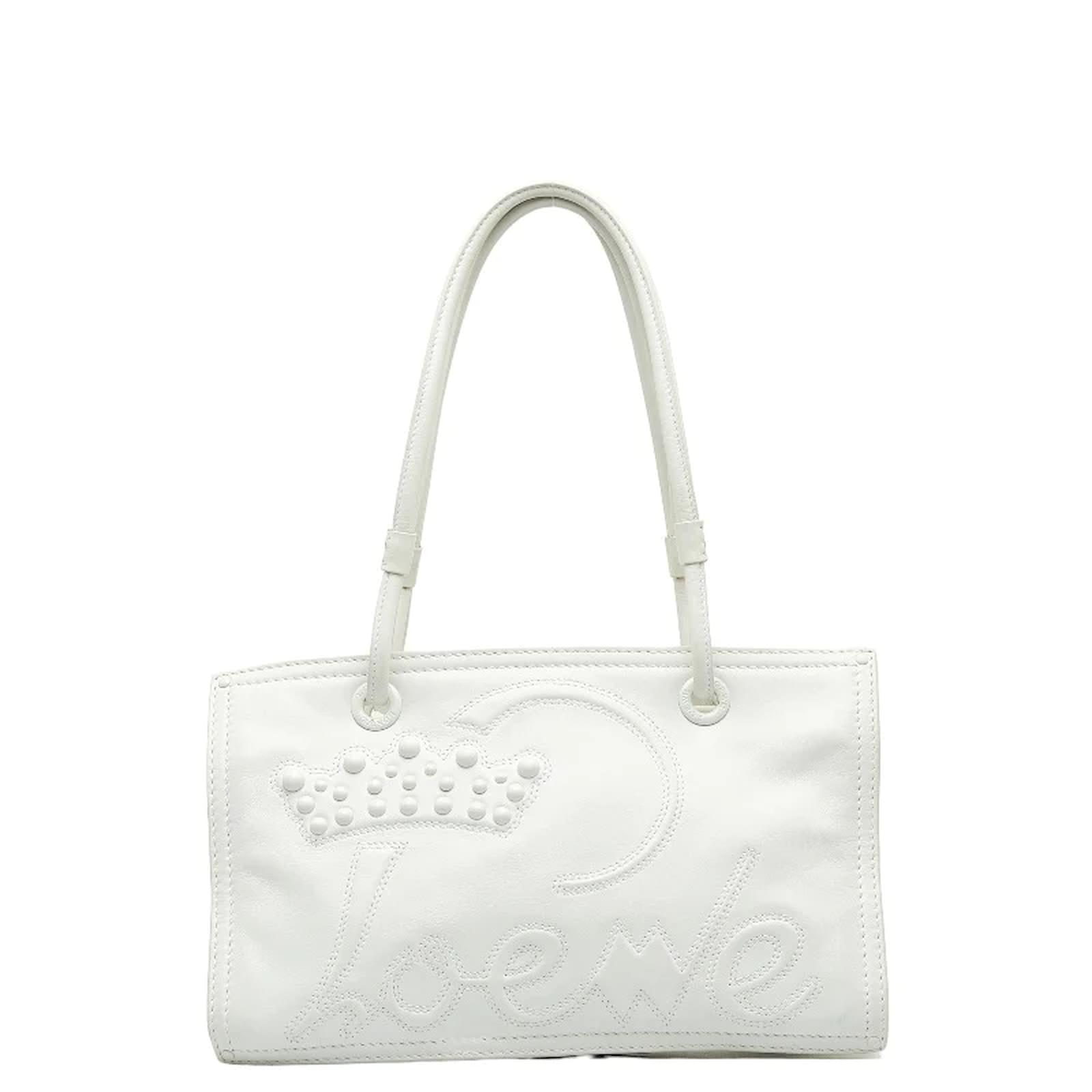 Loewe Logo Studded Tote Bag White Leather Pony-style calfskin ref ...