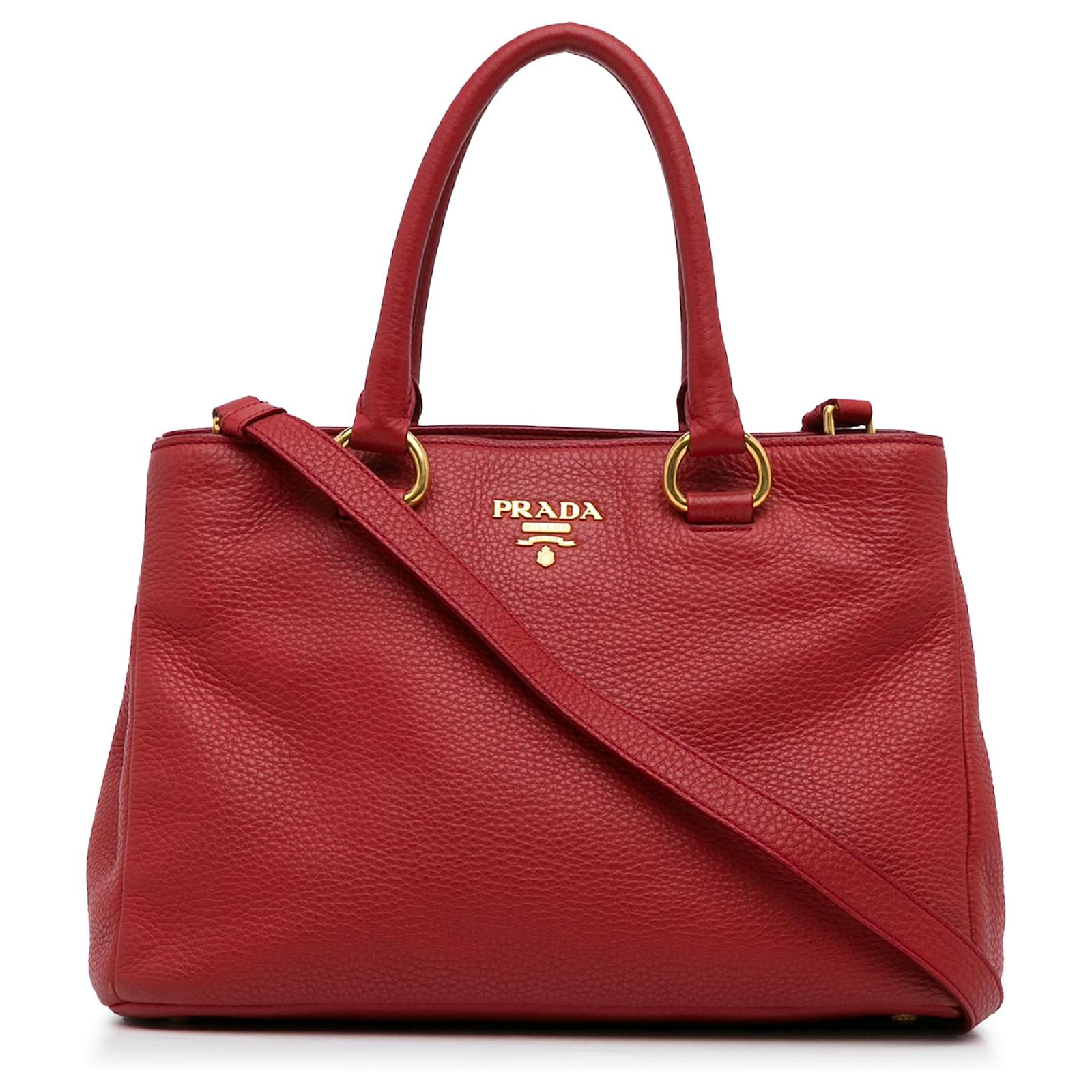 Prada Red Vitello Daino Satchel Leather Pony-style calfskin ref.1104503 ...