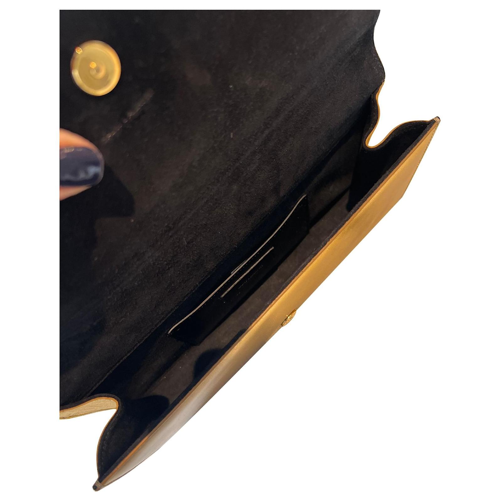 Saint Laurent Classic Monogram Long Clutch in Gold Leather Golden ...