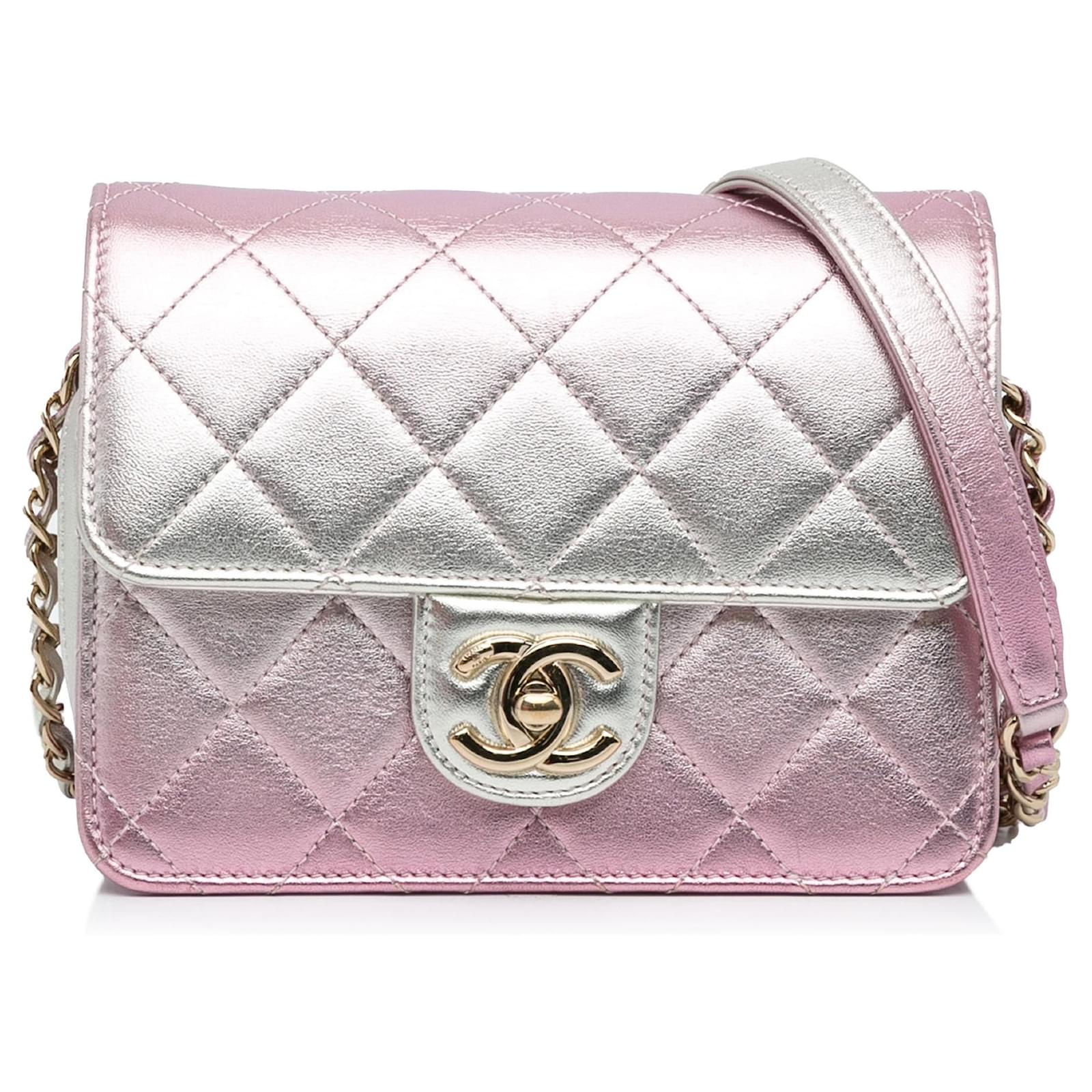 Chanel Pink Mini Metallic Like a Wallet Flap Bag Leather ref.1106630 ...