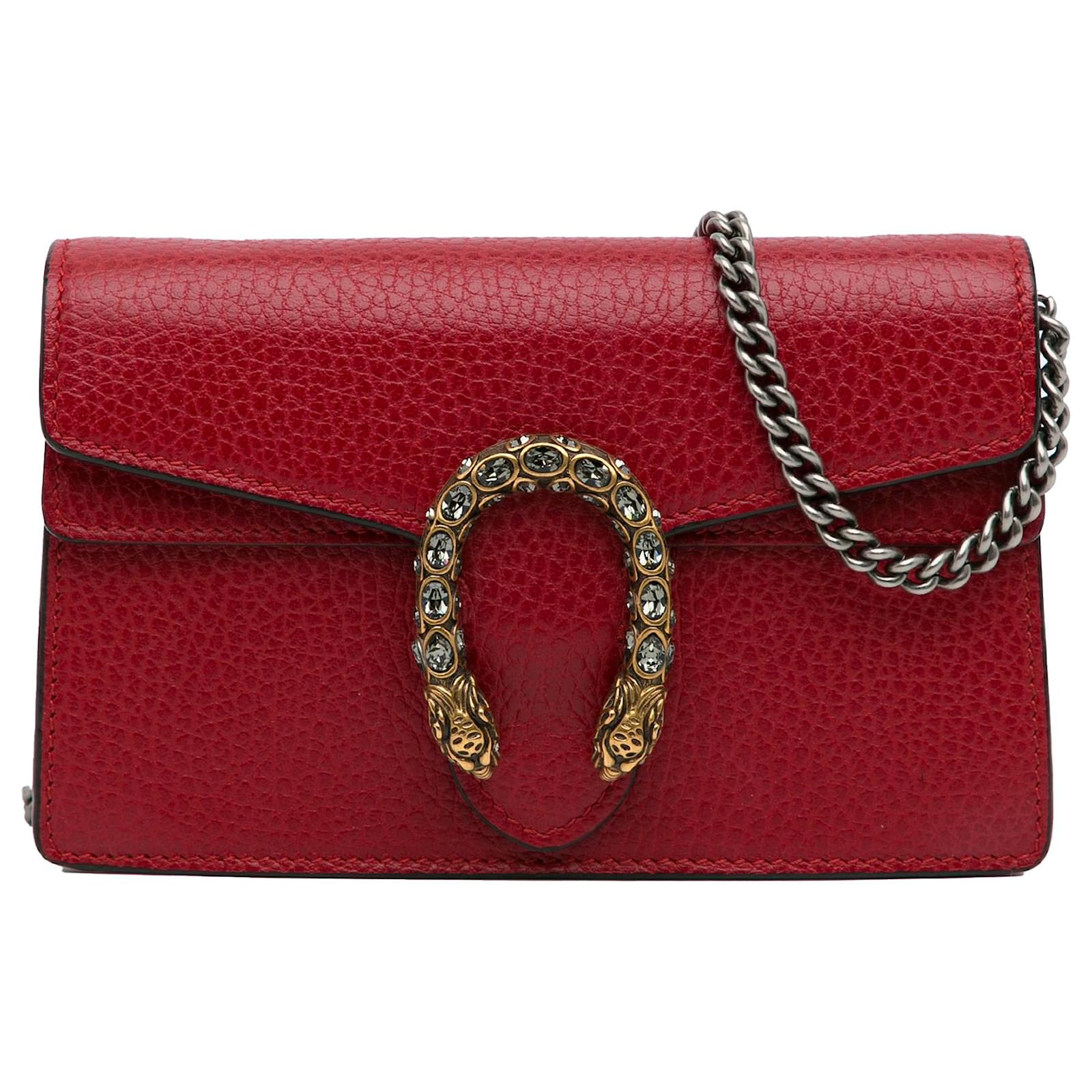 Gucci Red Super Mini Dionysus Leather Crossbody Bag Pony-style calfskin ...