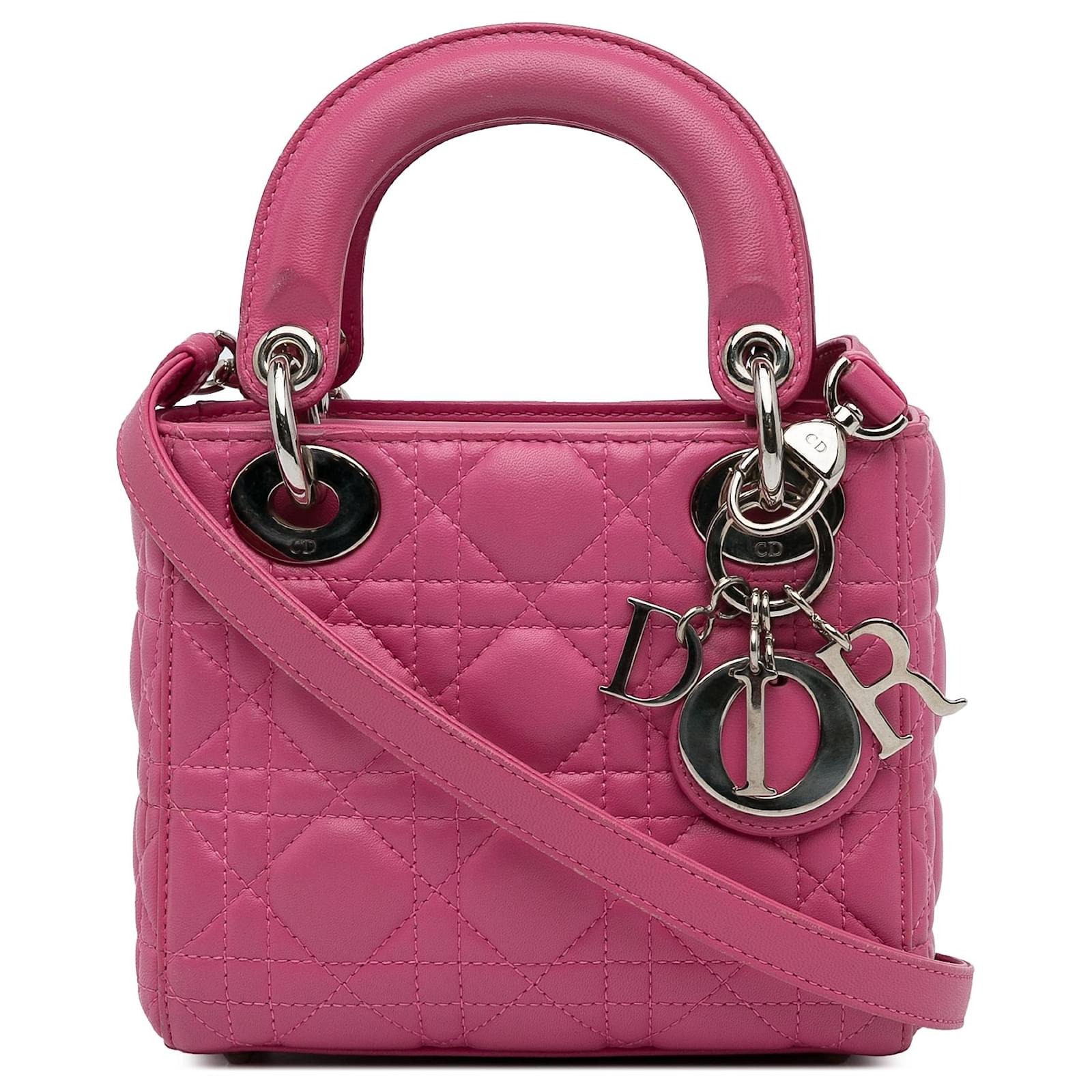 Dior Pink Mini Lambskin Cannage Lady Dior Leather ref.1106707 - Joli Closet